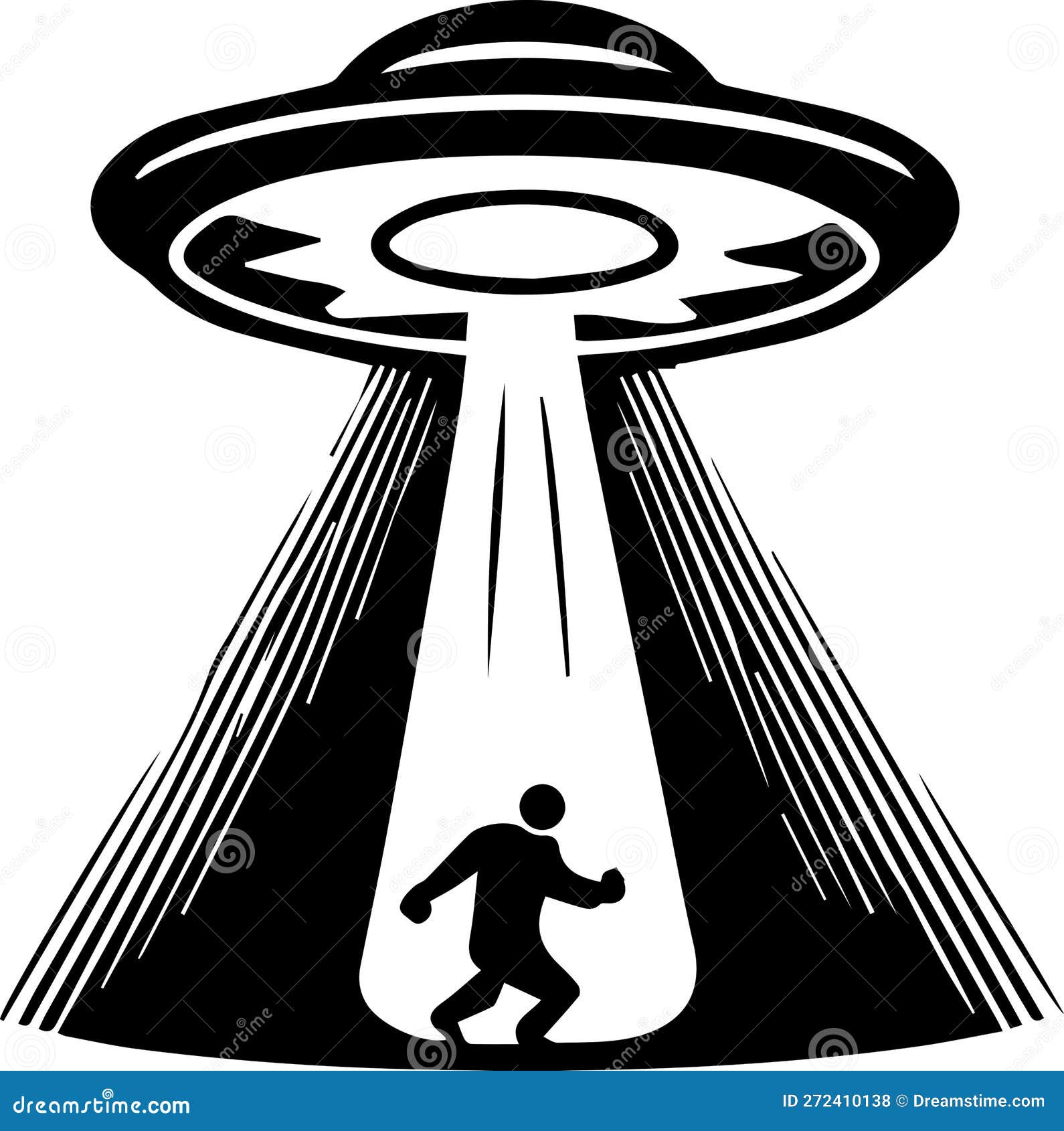 UFO Abduction Spaceship Logo Monochrome Design Style Stock Vector ...