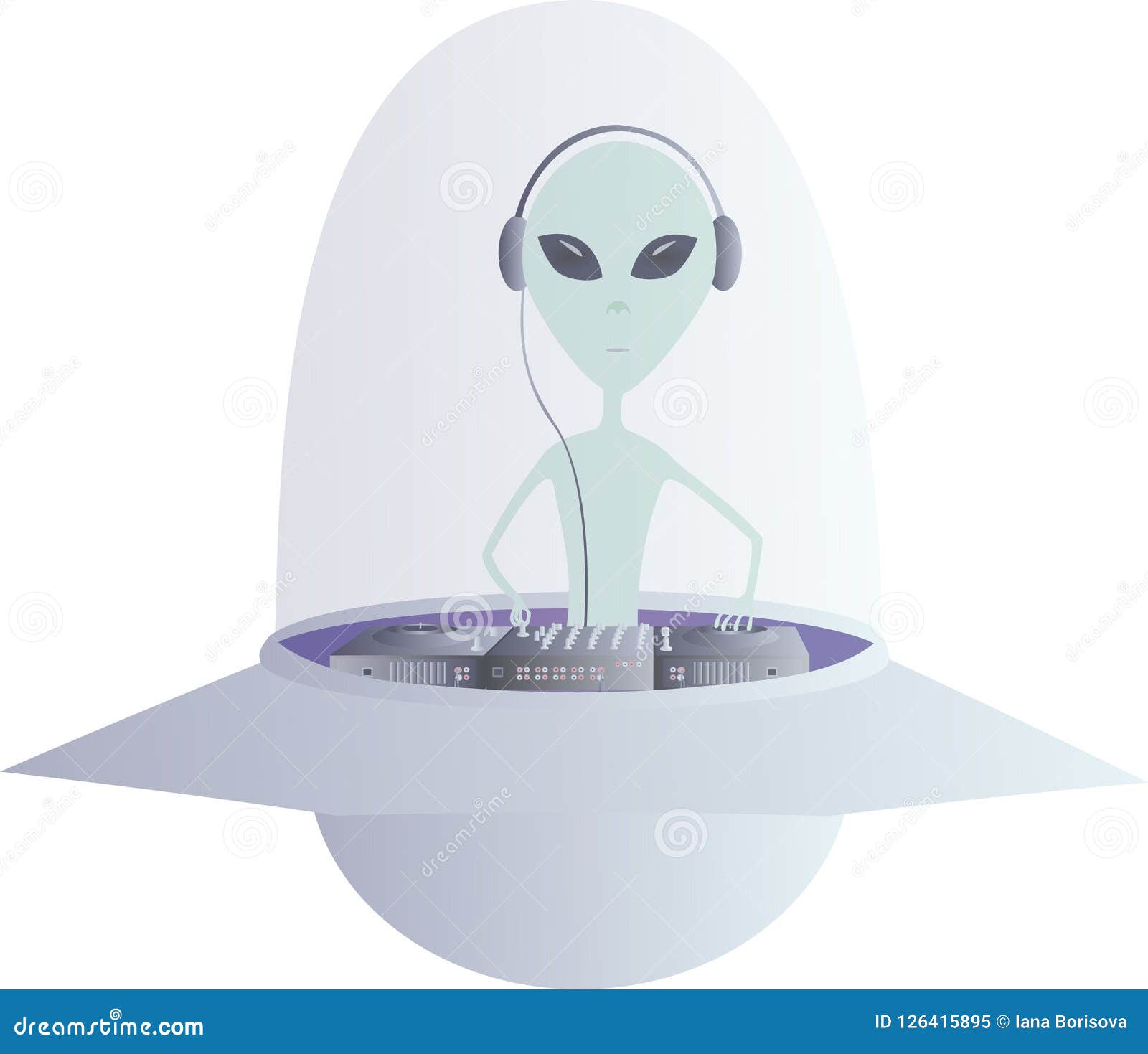 Ufo. Alien DJ. Vector Illustration. Stock Illustration - Illustration ...