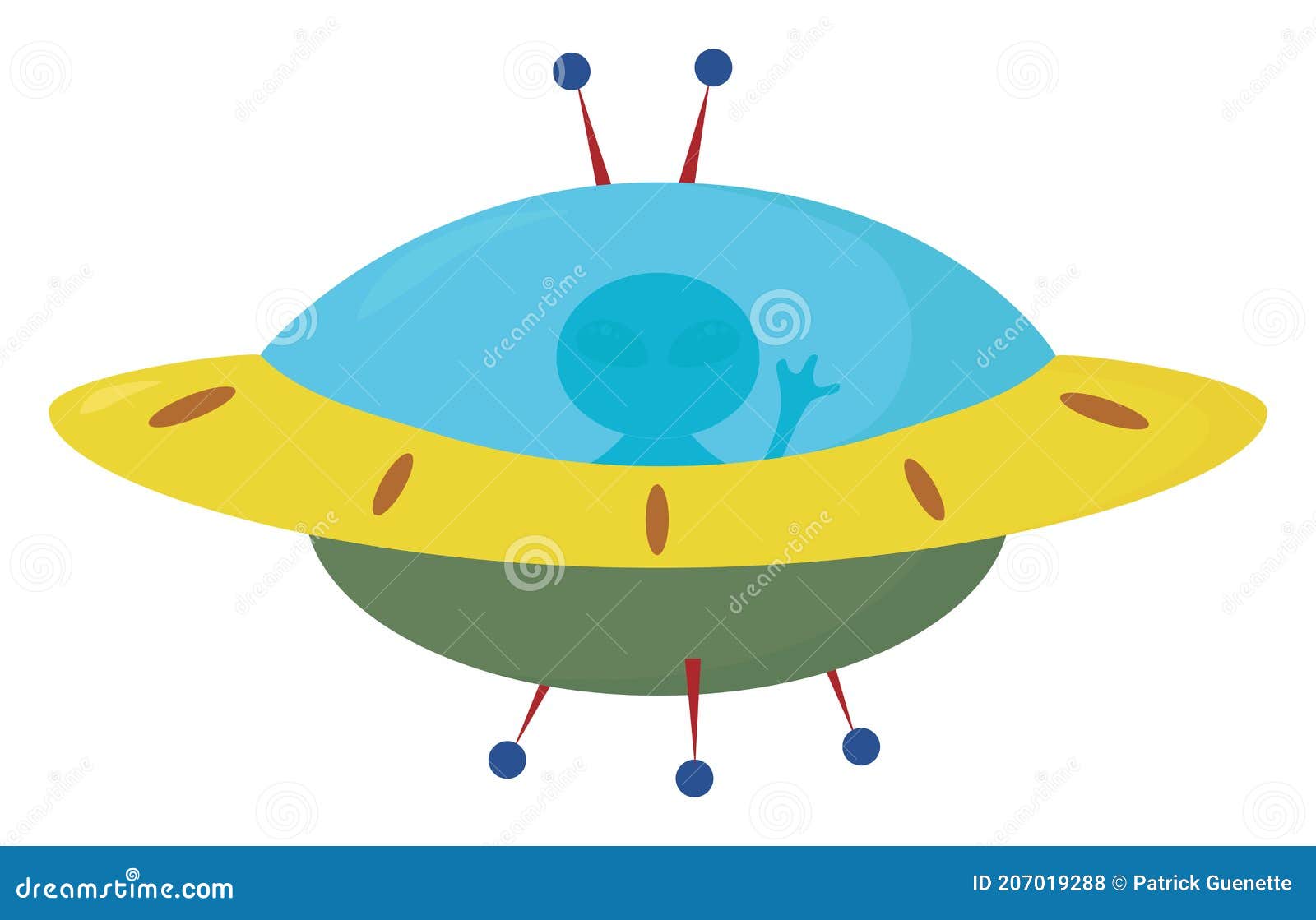 UFO with Alien, Illustration, Vector Stock Illustration - Illustration ...