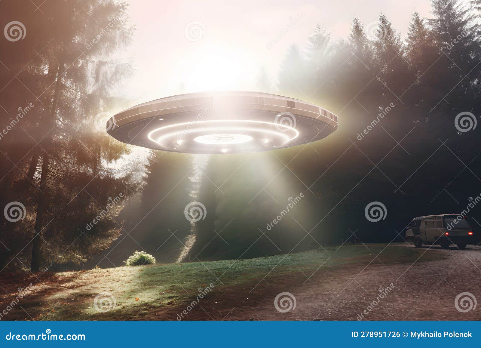UFO, an Alien Plate Hovering Over the Field, Hovering Motionless in the ...