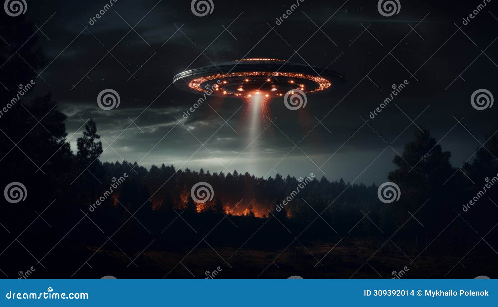 UFO, an Alien Plate Hovering Over the Field, Hovering Motionless in the ...