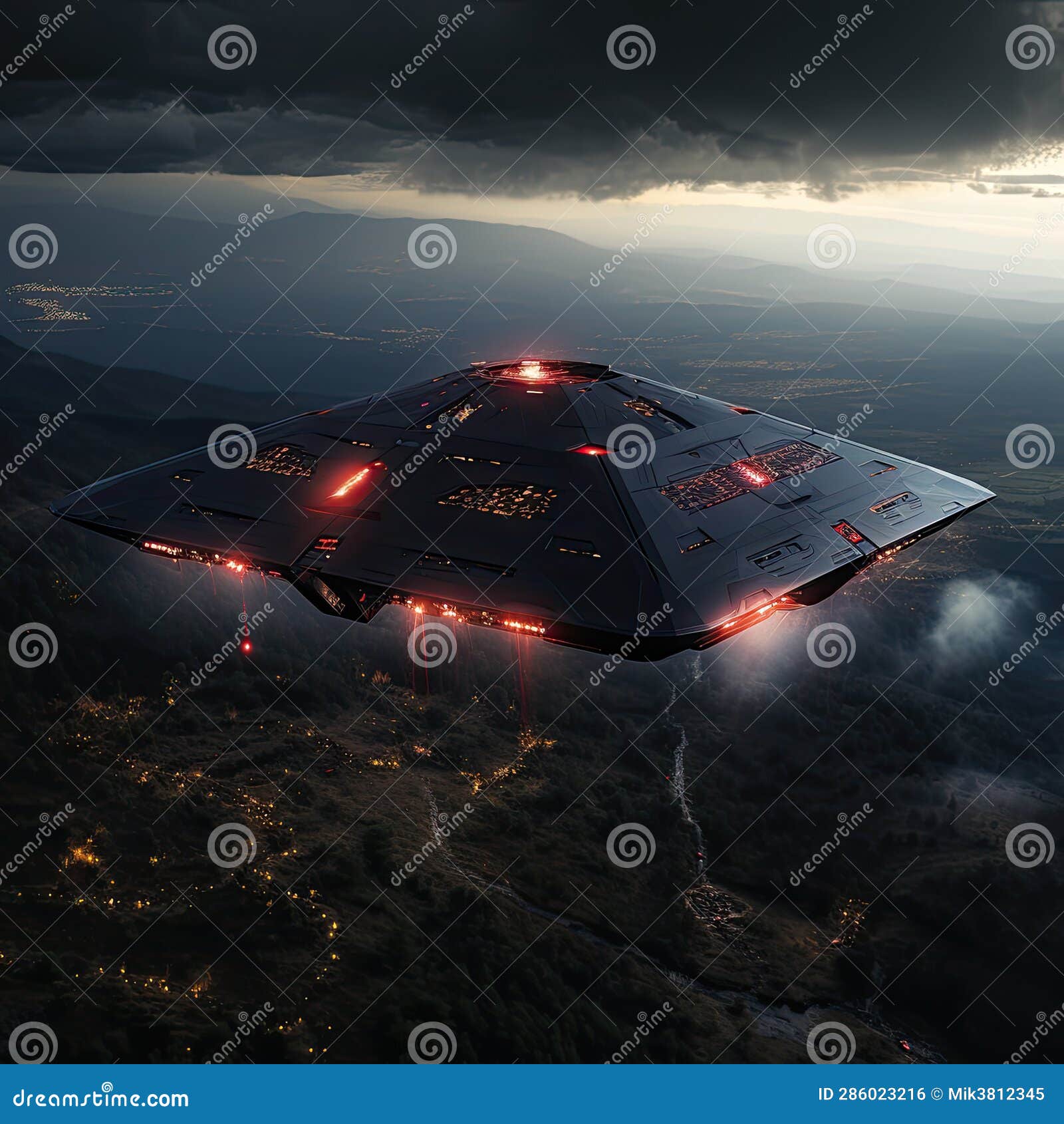 UFO alien ship sighting. stock illustration. Illustration of flying ...