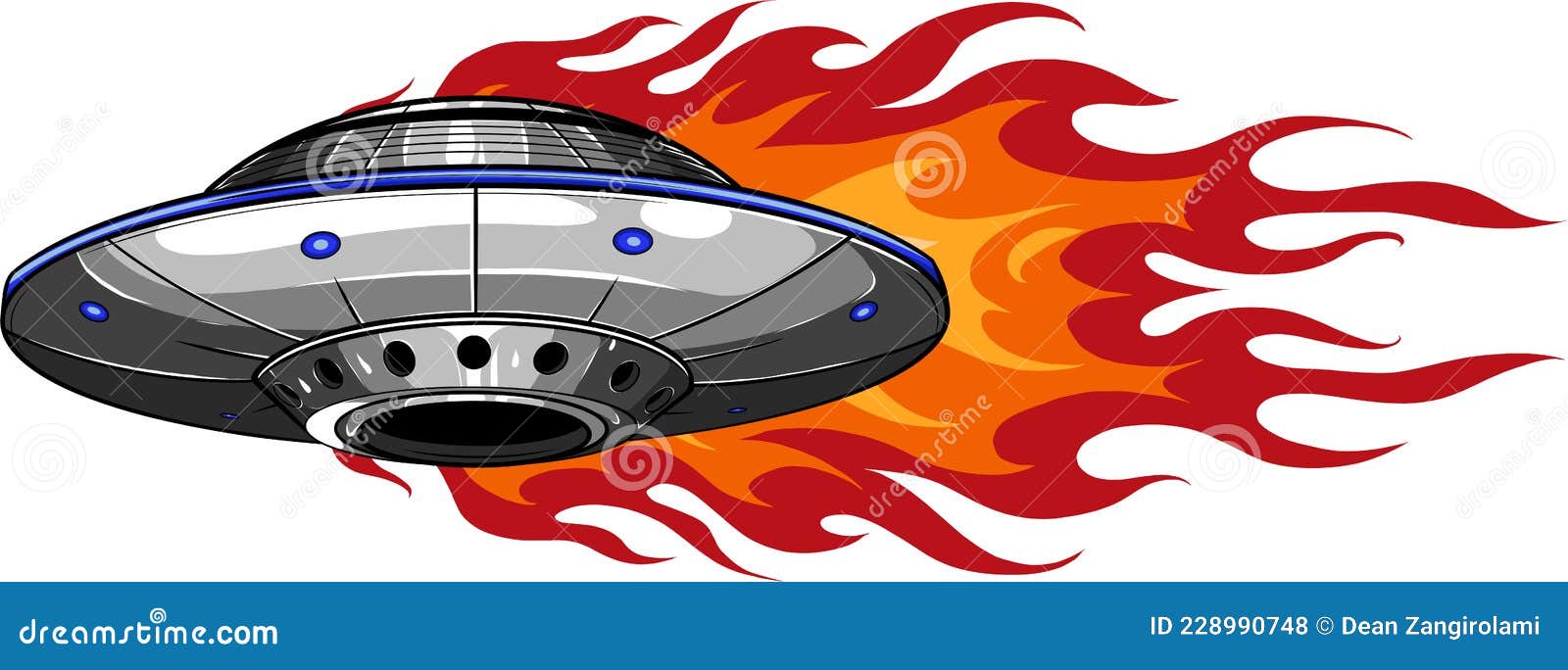 UFO - Alien Spaceship with Flames. Vector Illustration Design Stock ...