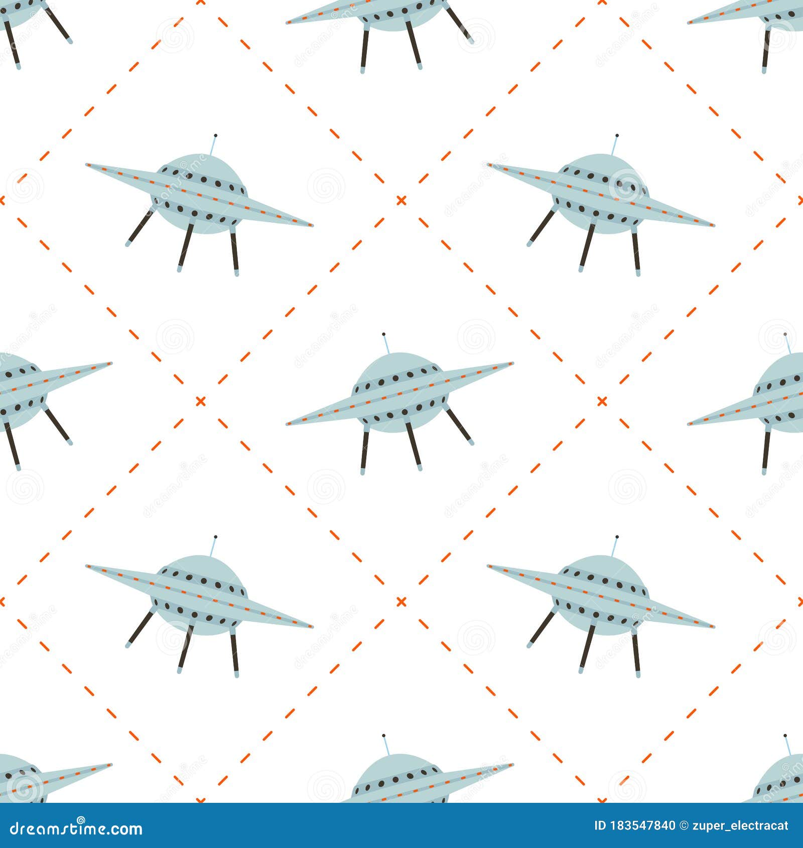 Cute Simple Seamless Pattern with UFOs Isolated on White Background ...