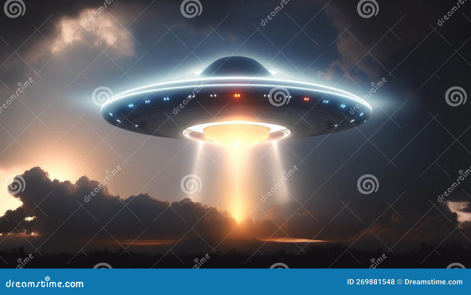 Ufo and Aliens Invasion Concept with Alien Spaceship, Created with ...