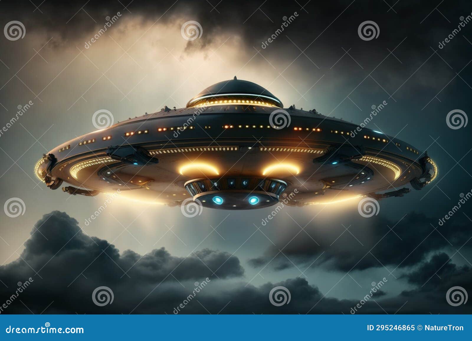 Ufo in the Night Ufo in the City Ufo Stock Illustration - Illustration ...
