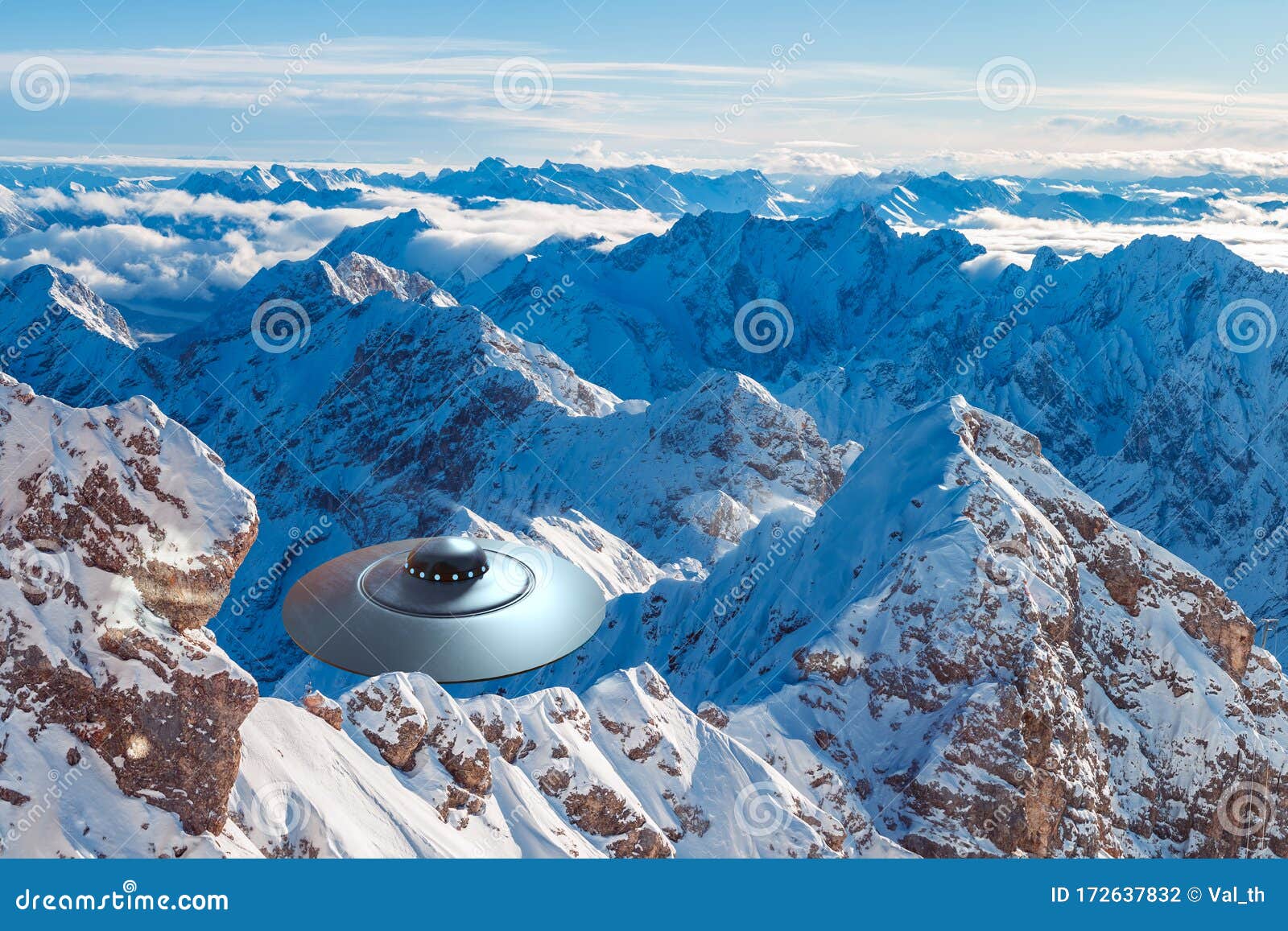 An UFO on approach stock photo. Image of mountain, spacecraft - 172637832