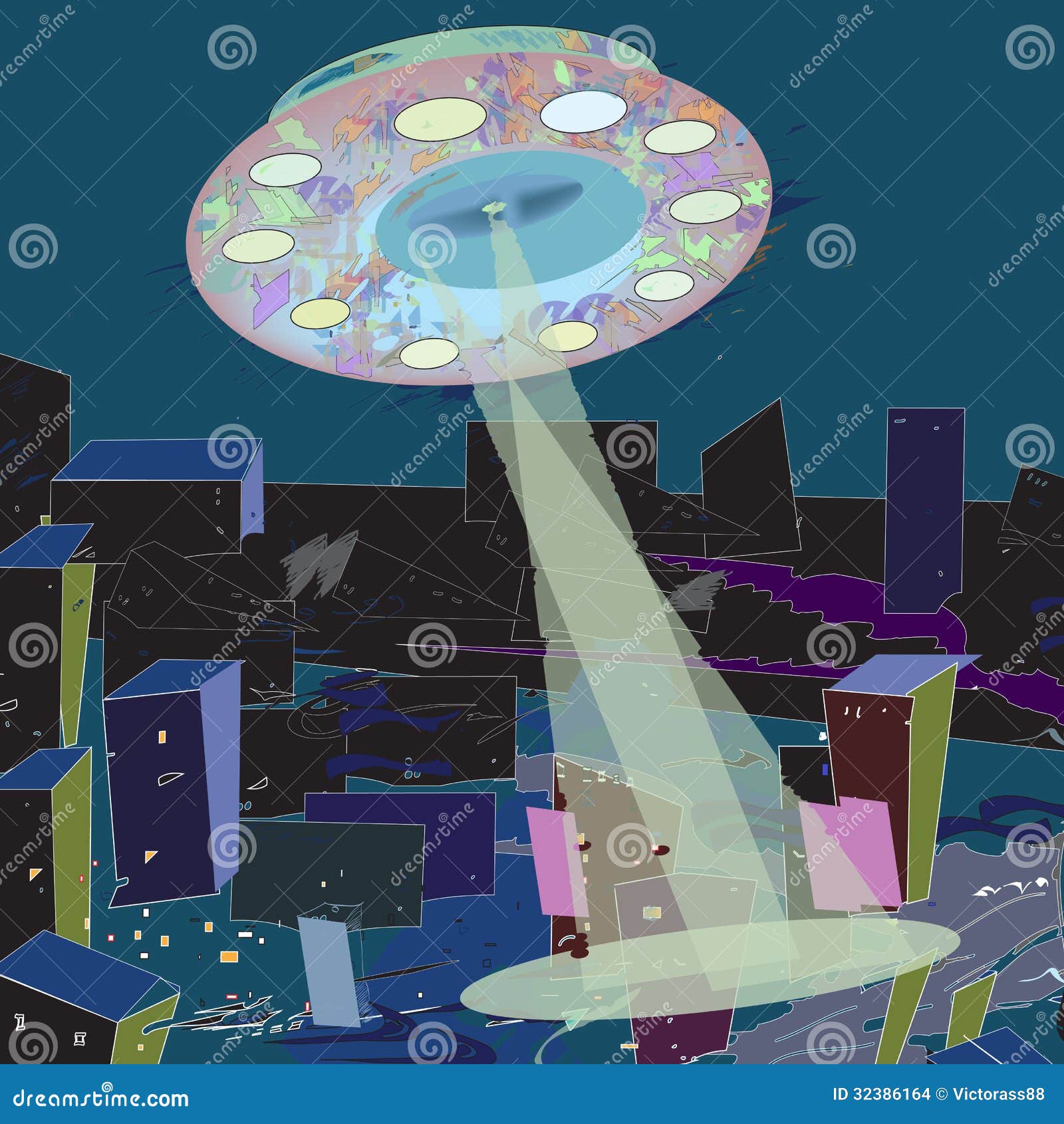 Ufo beaming stock illustration. Illustration of spaceship - 32386164