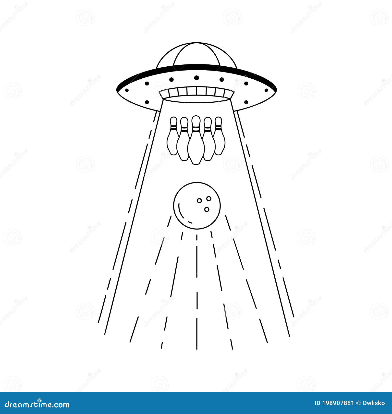 Bowling Alien. Cheerful Green Alien Also Enjoys Bowling. Royalty-Free ...