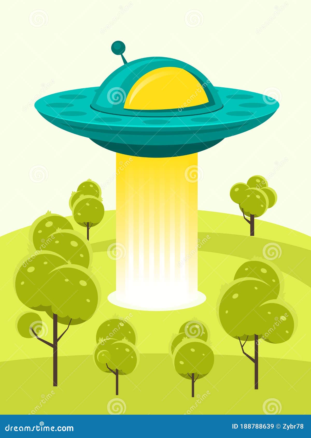 UFO Icon, Unknow Flying Object Cartoon Linear Illustration For Children ...