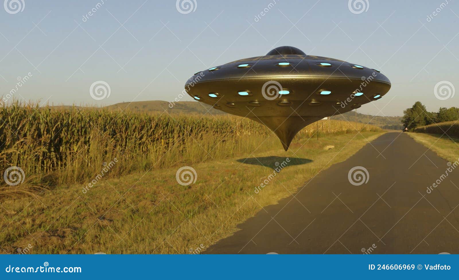 Ufo 3d Visualization, 3d Render Stock Illustration - Illustration of ...