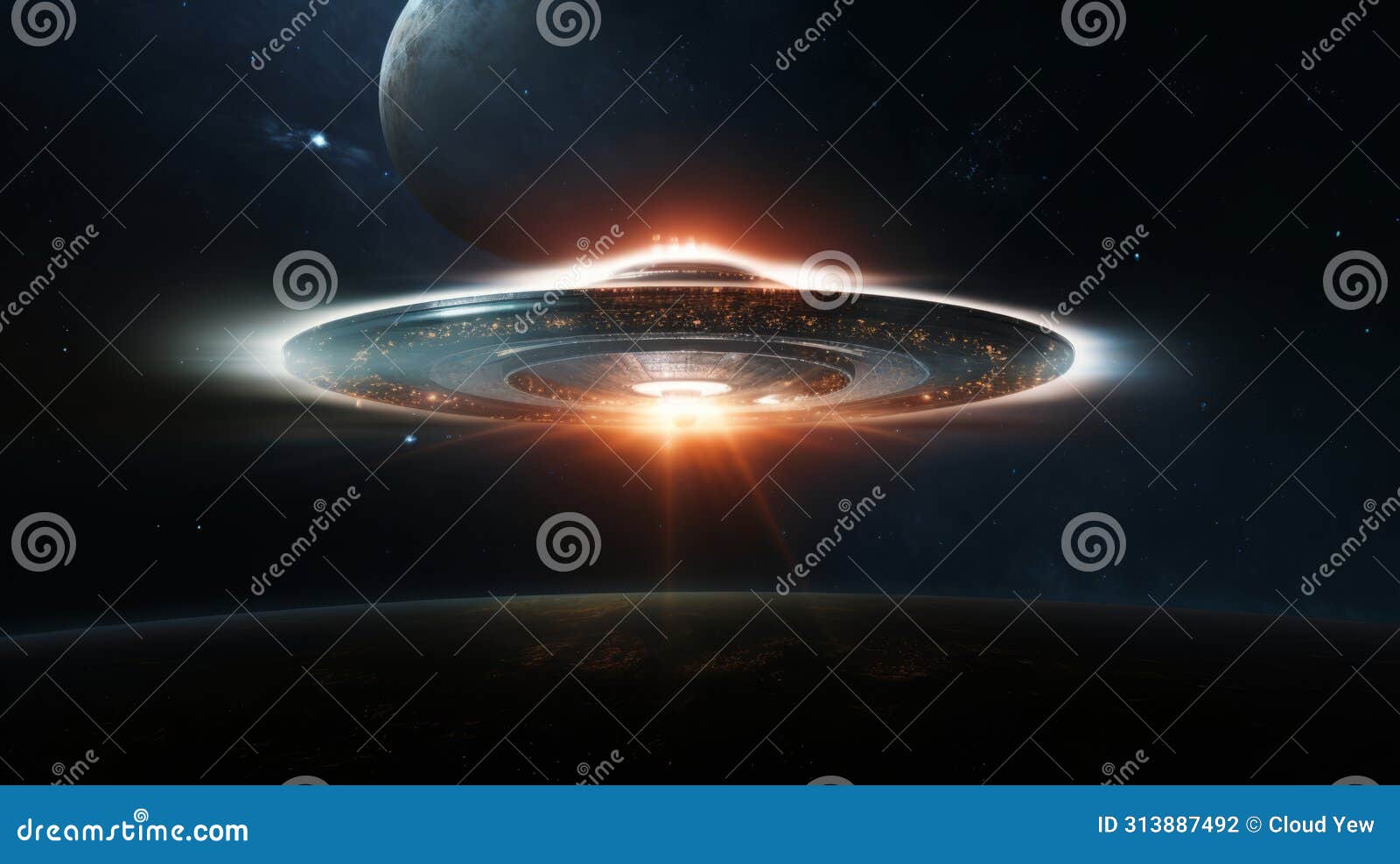 A Ufo Emitting a Spherical Force Field Stock Illustration ...