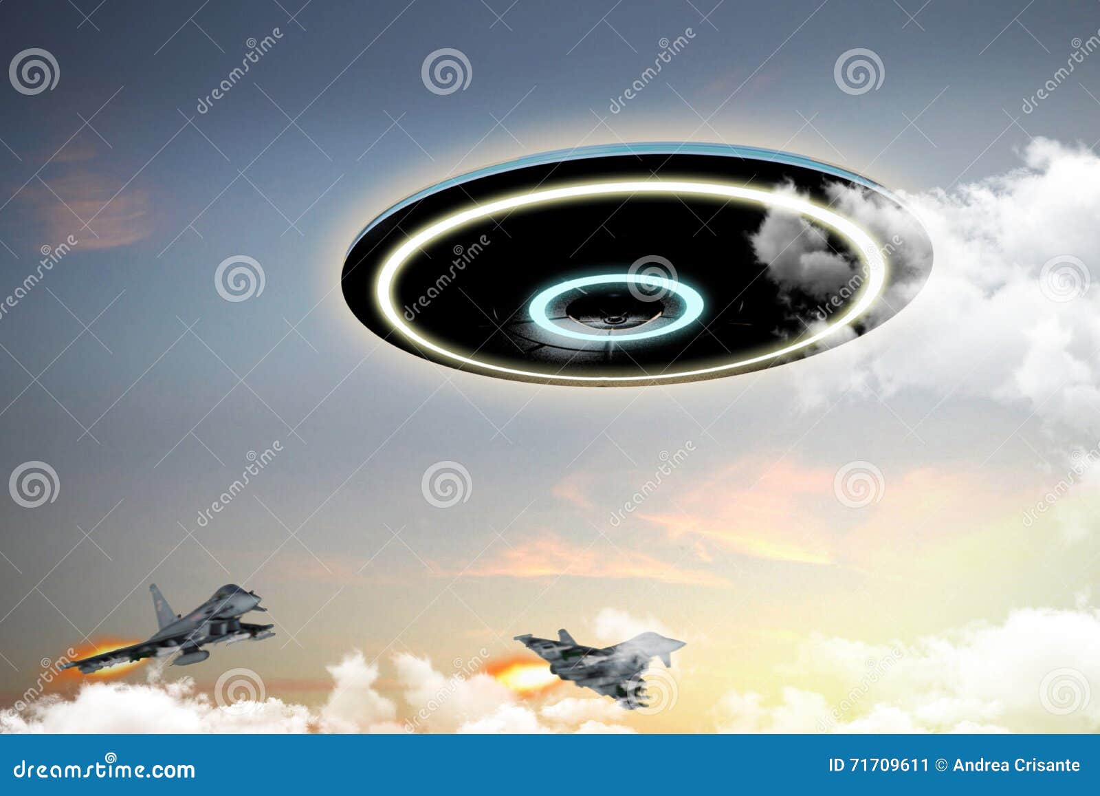 Ufo Engaged by Military Forces Stock Illustration - Illustration of ...