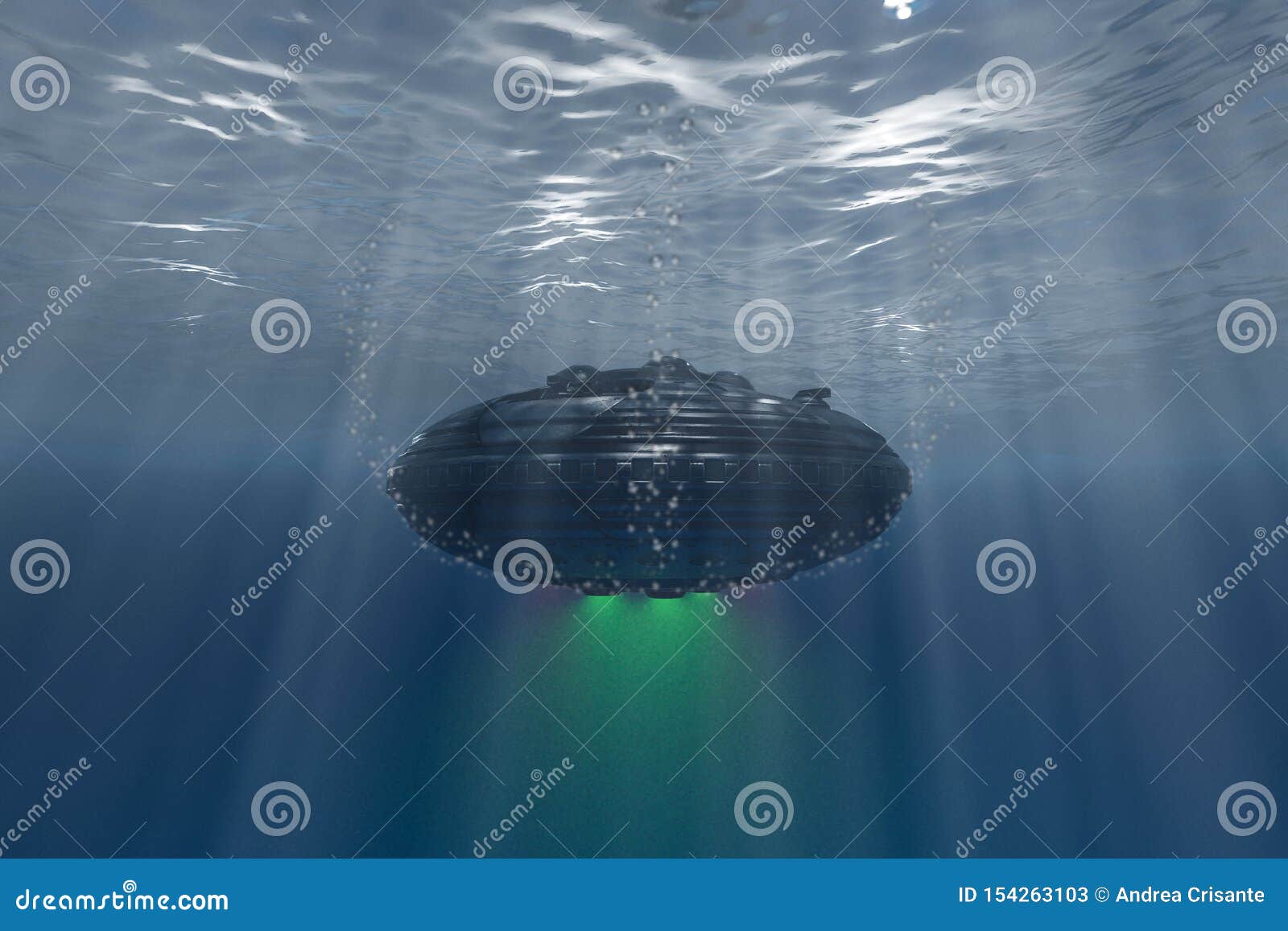 Ufo floating underwater stock illustration. Illustration of submarine ...