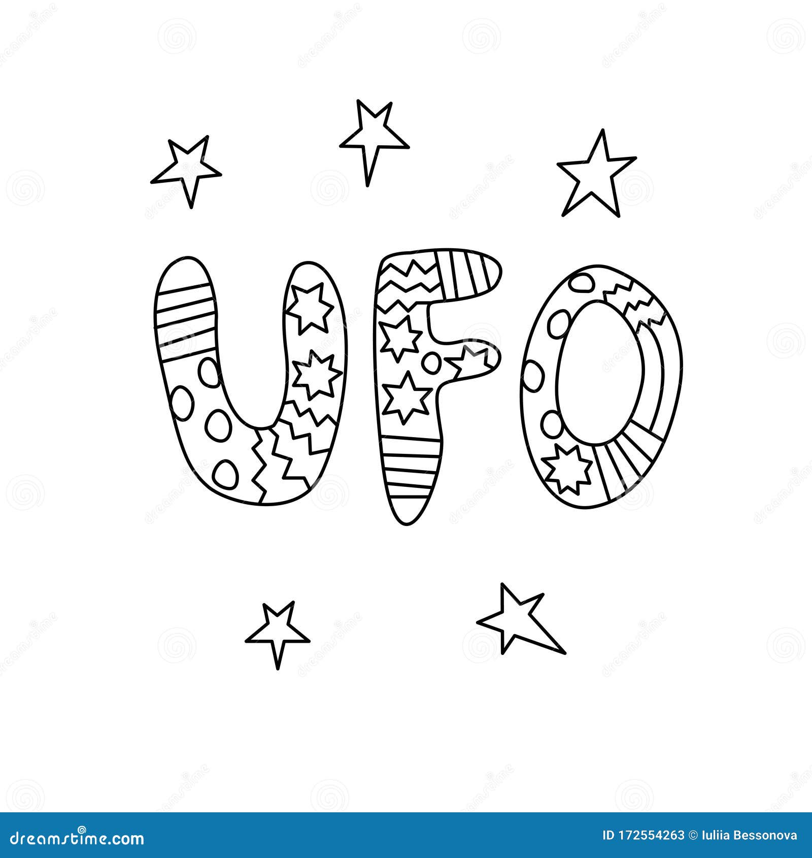 UFO- Handwritten Calligraphy Vector Illustration. Black Lettering ...