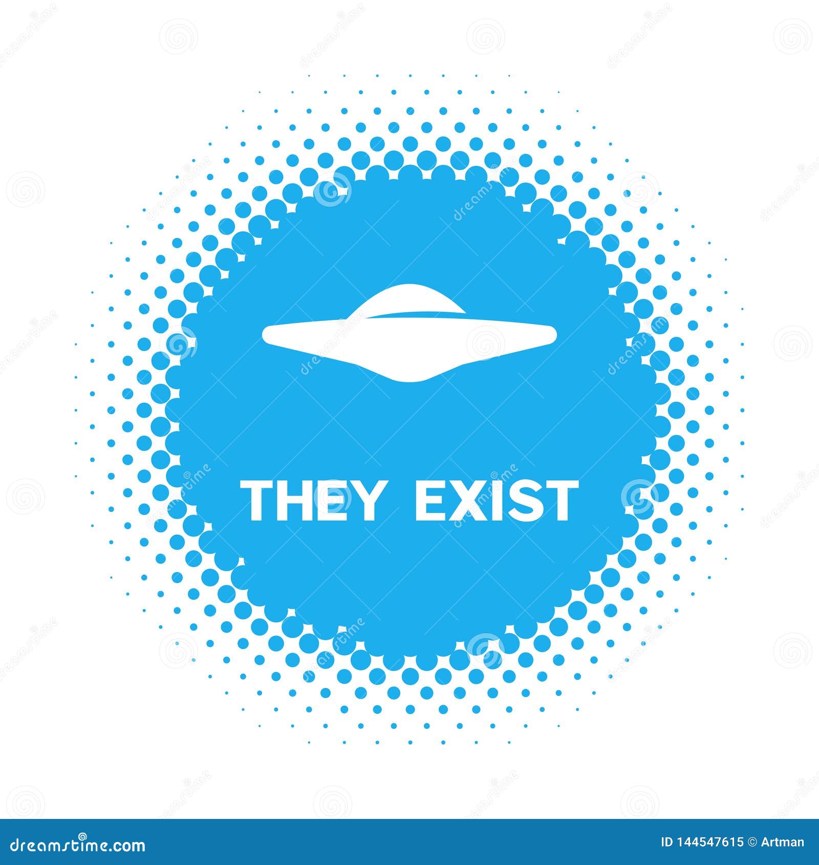 UFO Icon on Halftone Round Shape Stock Vector - Illustration of tone ...