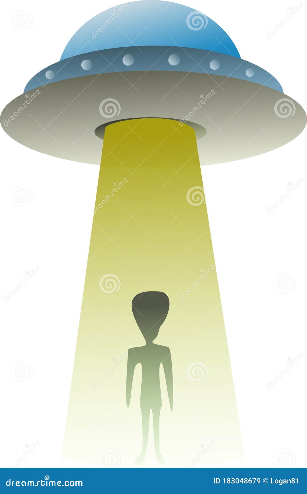 Ufo Image with Alien in the Light Stock Vector - Illustration of rise ...