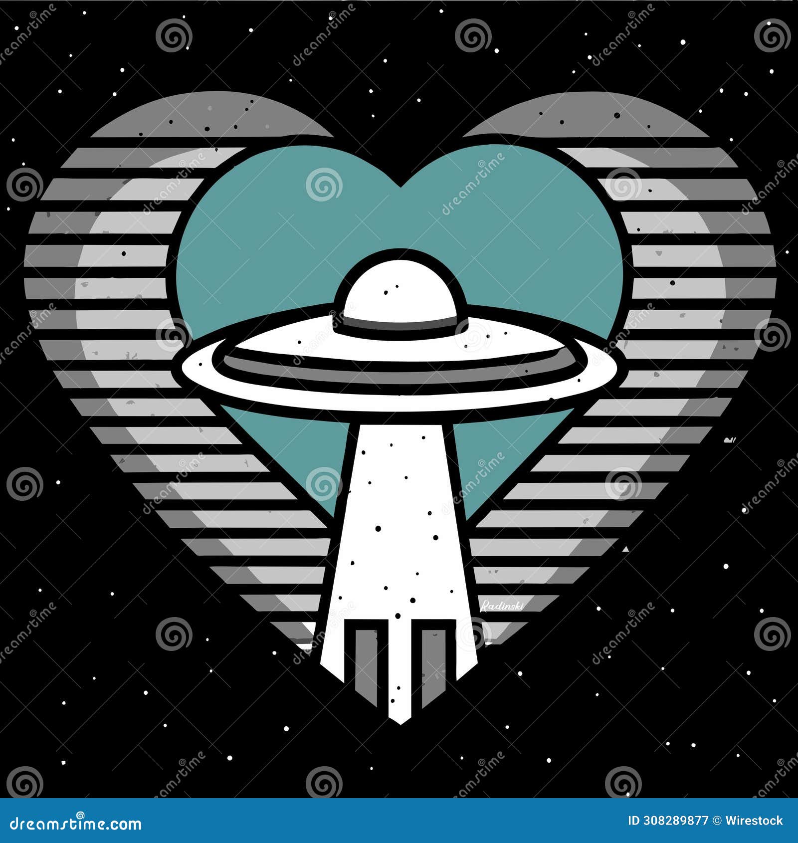 UFO Inside a Heart-shap in Space Stock Image - Image of mysterious ...