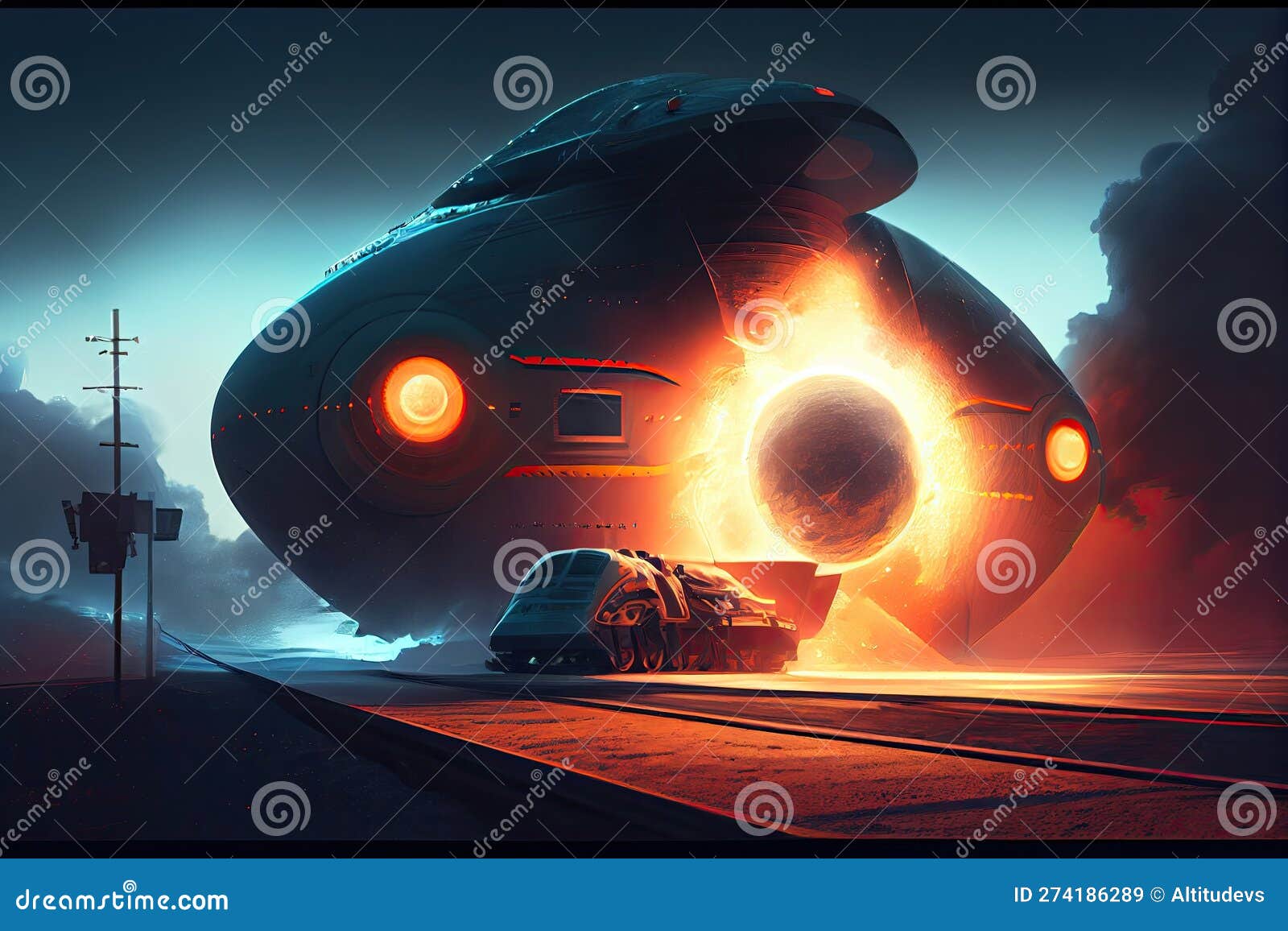 Ufo, with Its Engines on Full Throttle, Leaves the Cosmodrome and ...