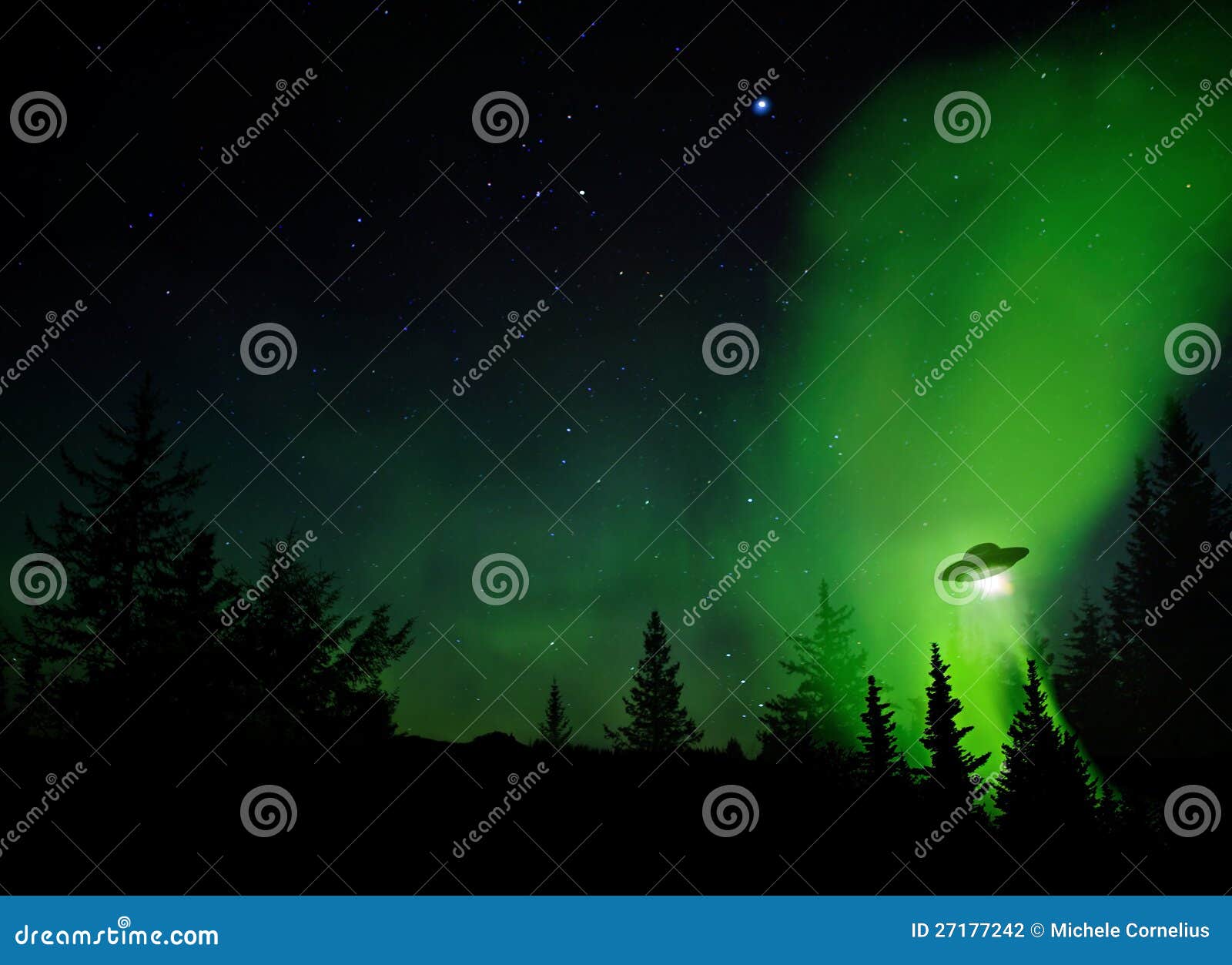 UFO Landing stock photo. Image of fantasy, forest, night - 27177242