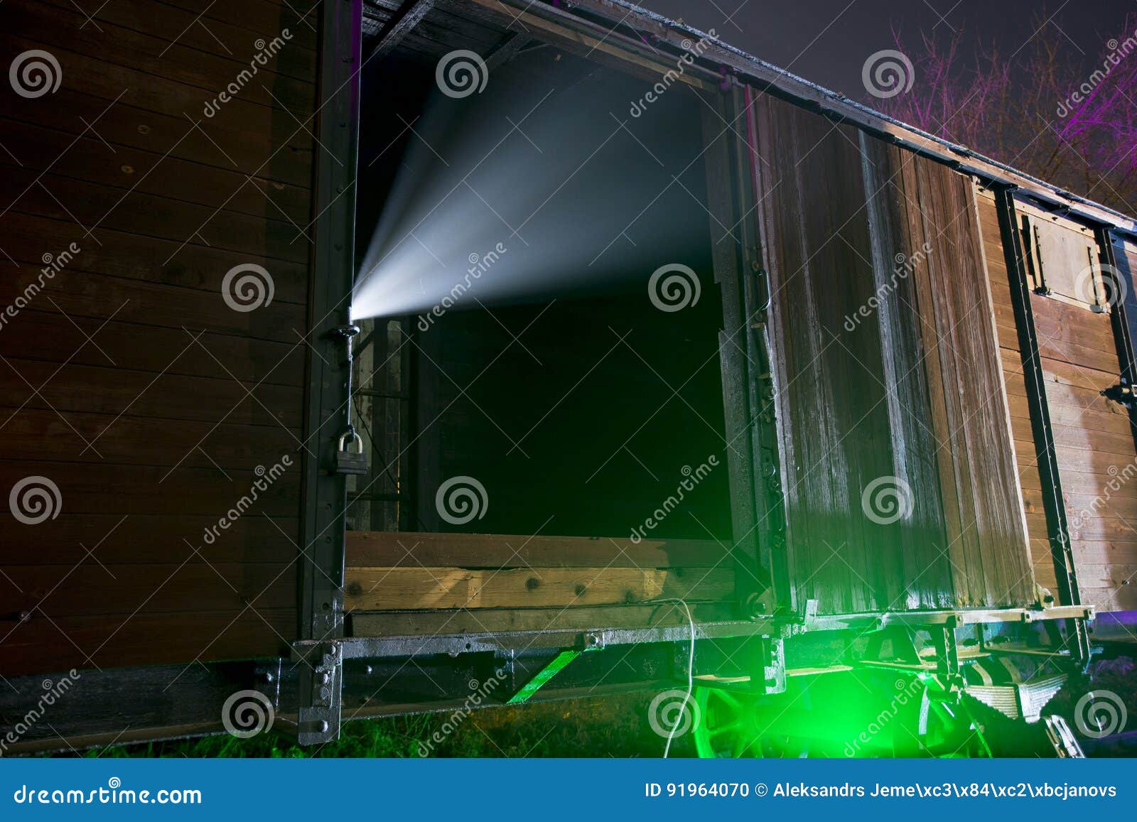 UFO light beam from train stock photo. Image of night - 91964070