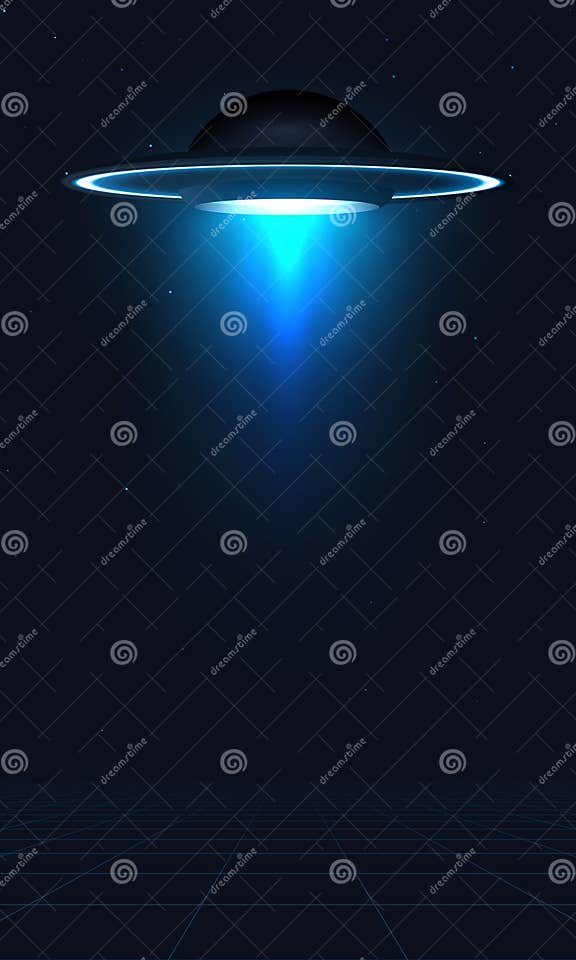 UFO Flying Saucer. Synthwave Wireframe Net Illustration Stock Vector ...
