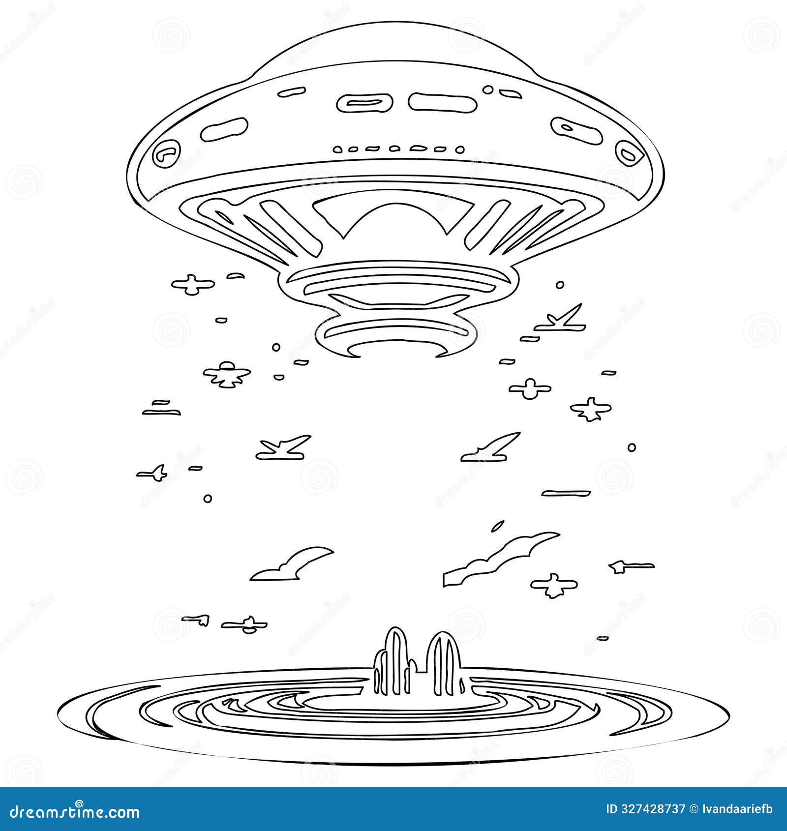 Ufo Outline Illustration Sketch Stock Vector - Illustration of doodle ...