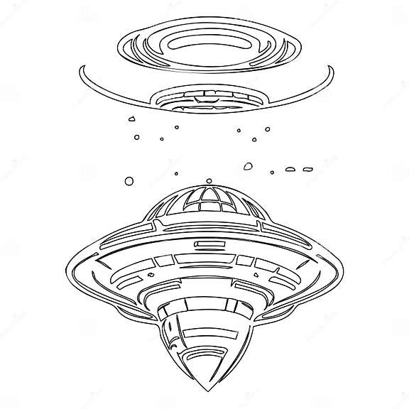Ufo Outline Illustration Sketch Stock Vector - Illustration of design ...
