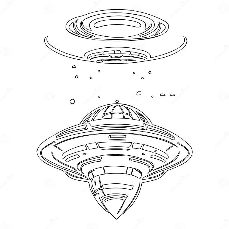 Ufo Outline Illustration Sketch Stock Vector - Illustration of design ...