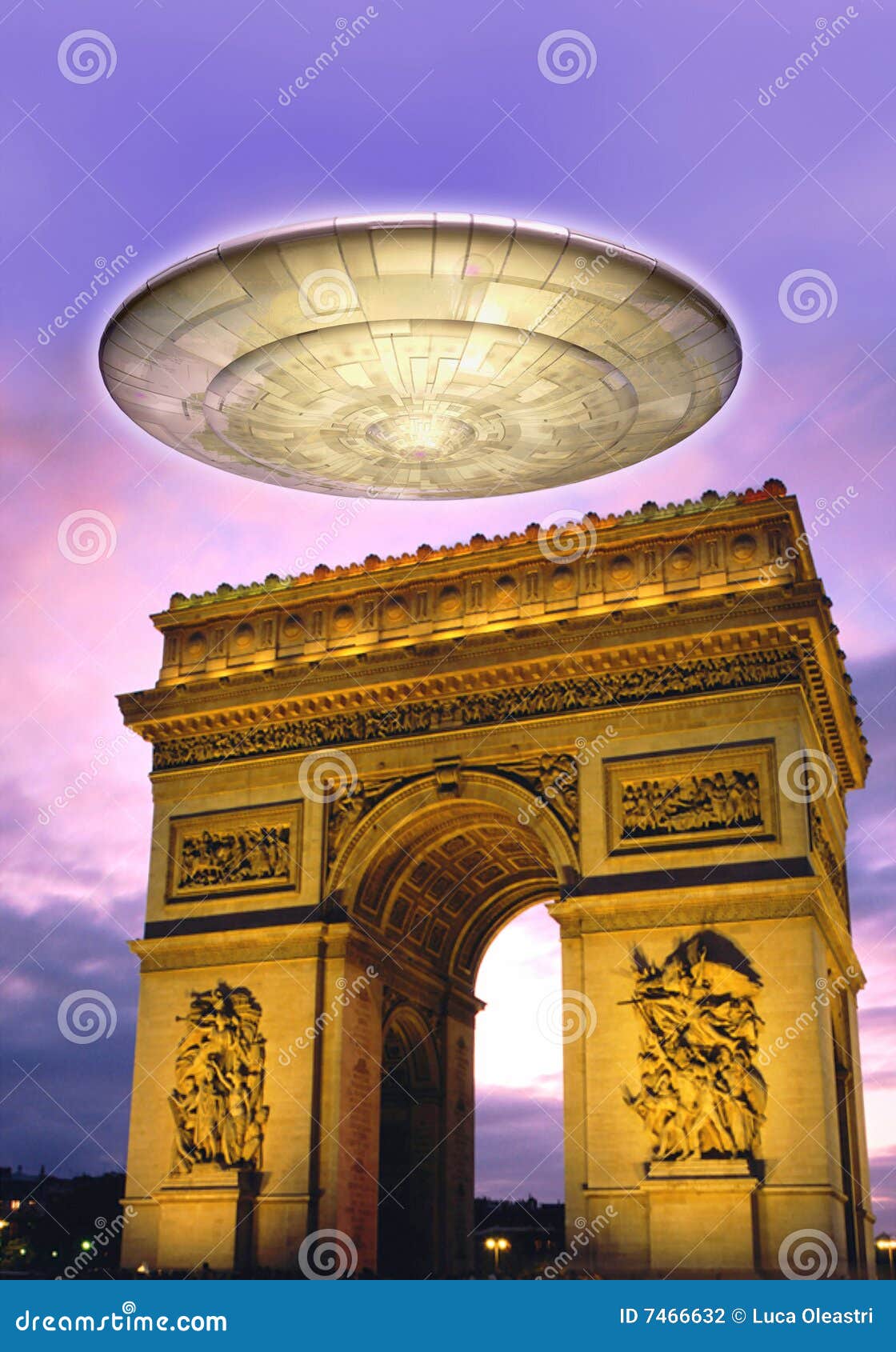 Ufo over Paris stock illustration. Illustration of scifi - 7466632