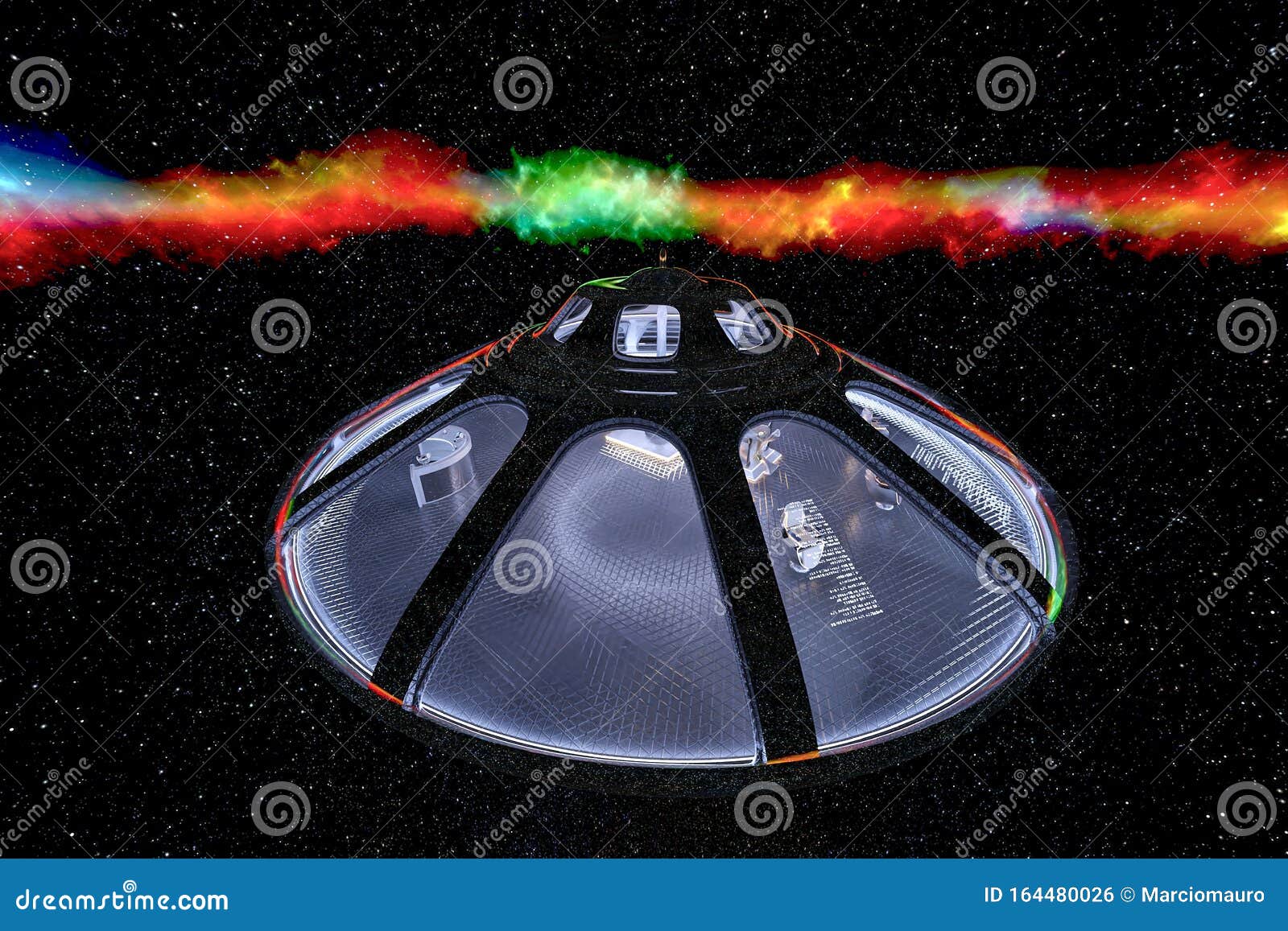 Ufo Rymdskepp Som Flyger Ut Stock Illustrationer - Illustration av ...