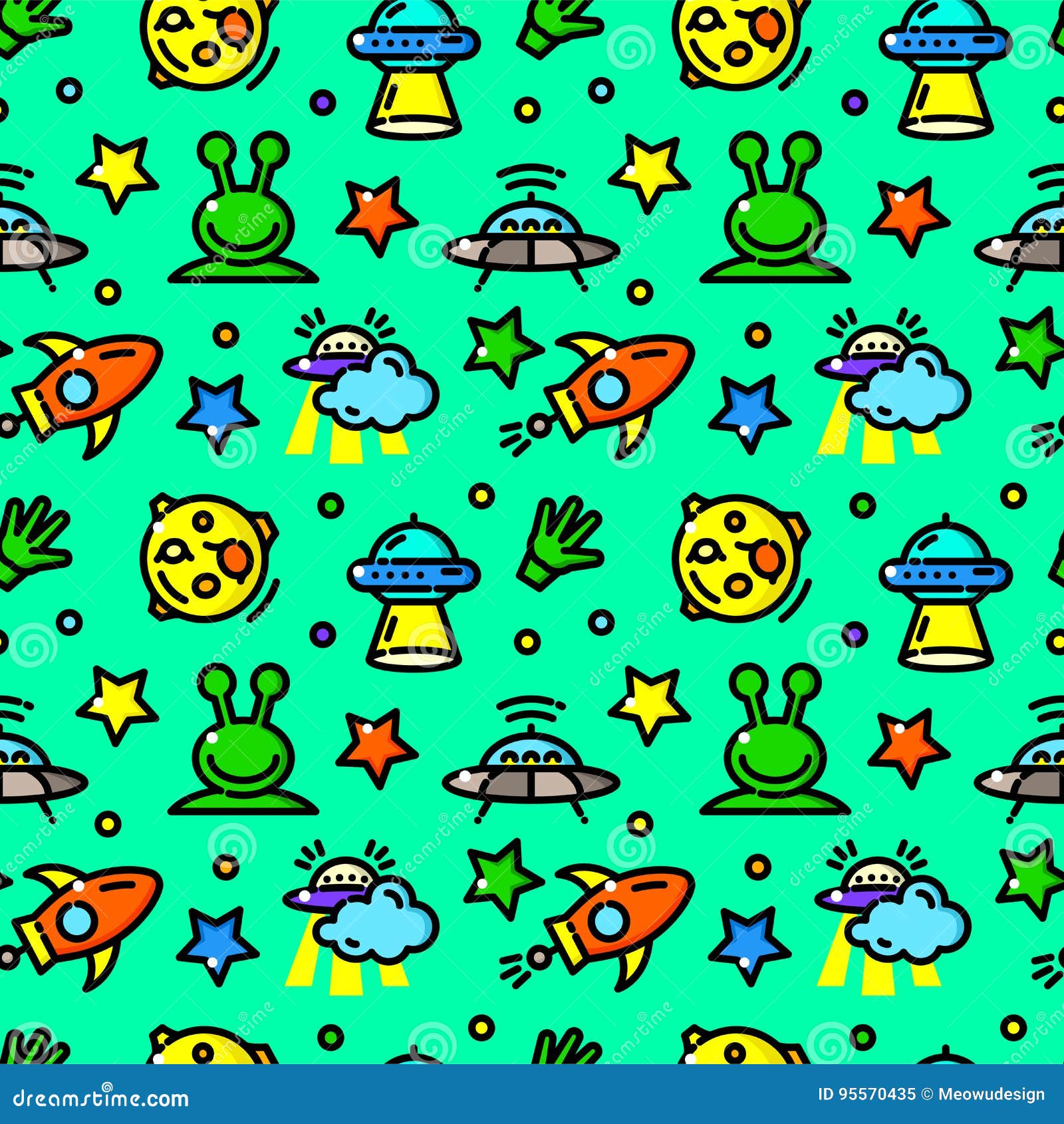 UFO Seamless Pattern Vector Illustration Stock Vector - Illustration of ...