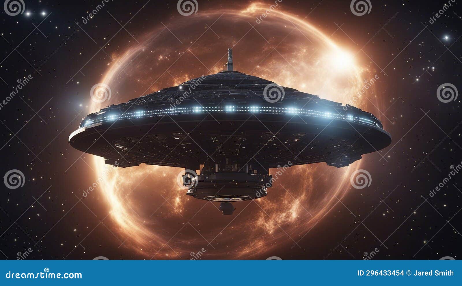 Ufo in Space Exploding Star, Alien Spaceship in the Universe ...