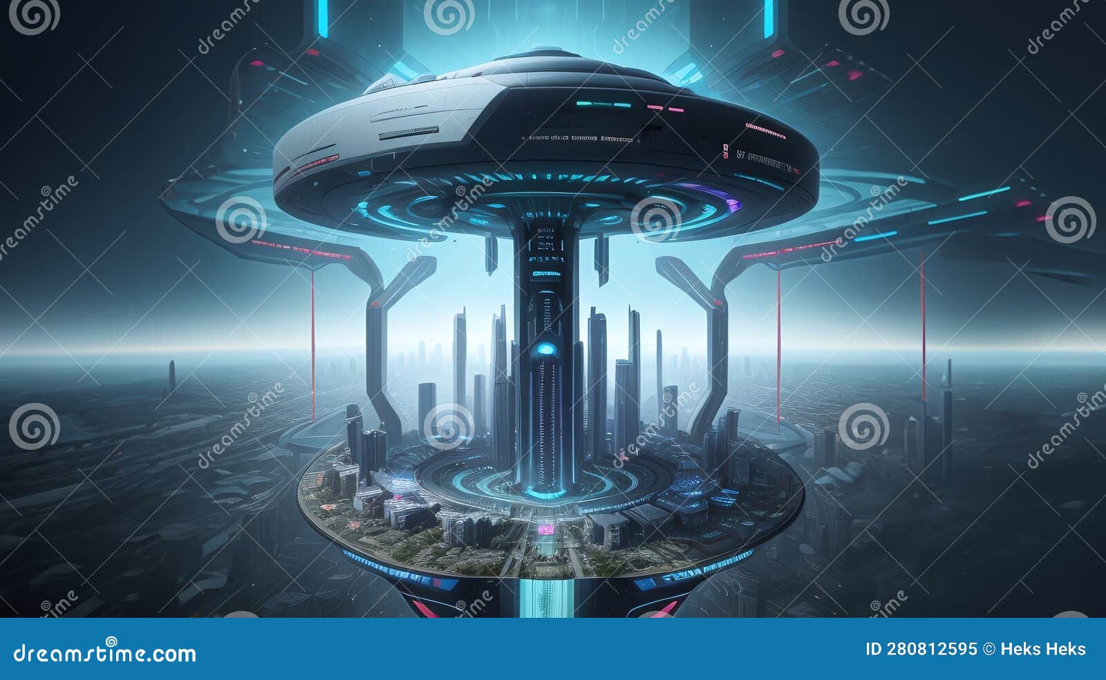 Ufo in space stock illustration. Illustration of stage - 280812595