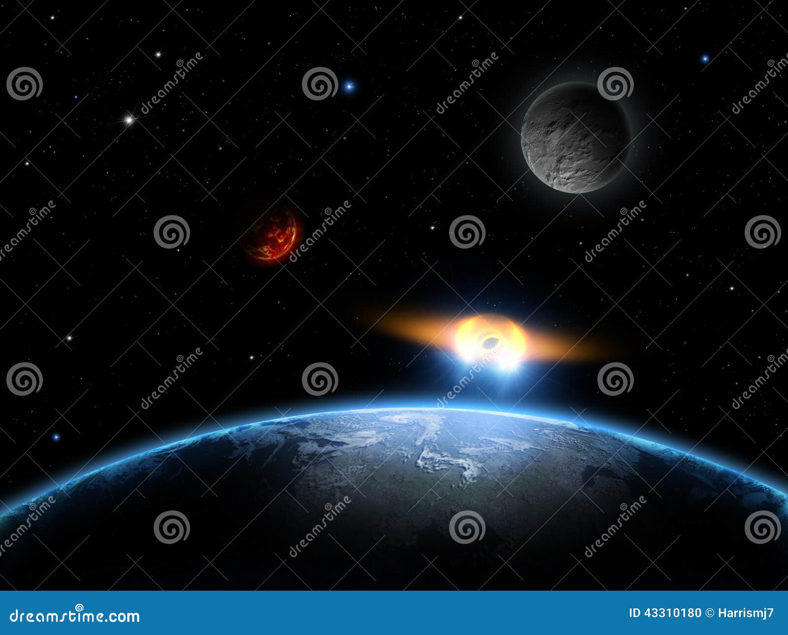 Space Scene With Planets, Black Hole, Planets And Galaxy, Science ...
