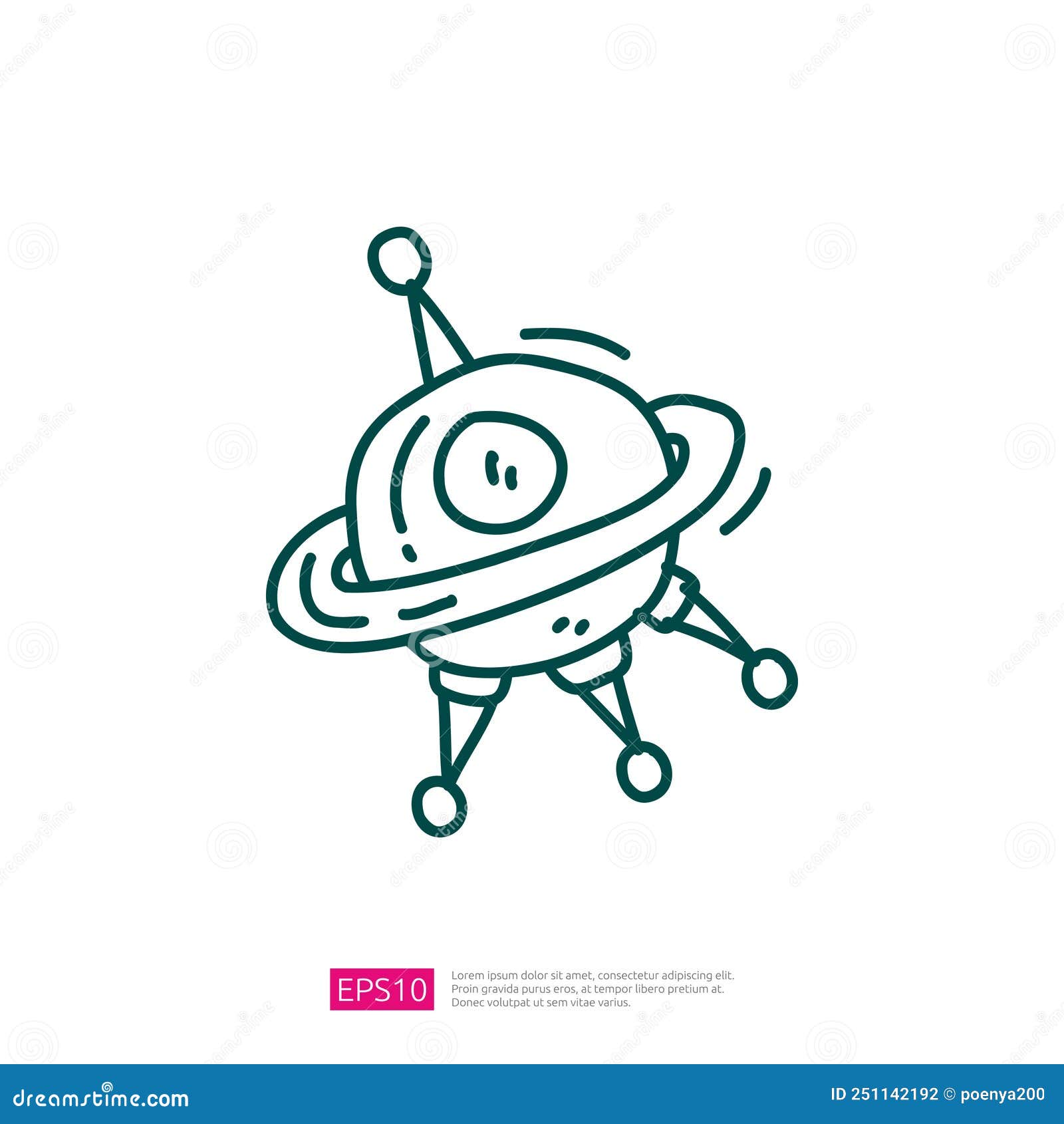 UFO Space Ship doodle Icon stock vector. Illustration of fiction ...