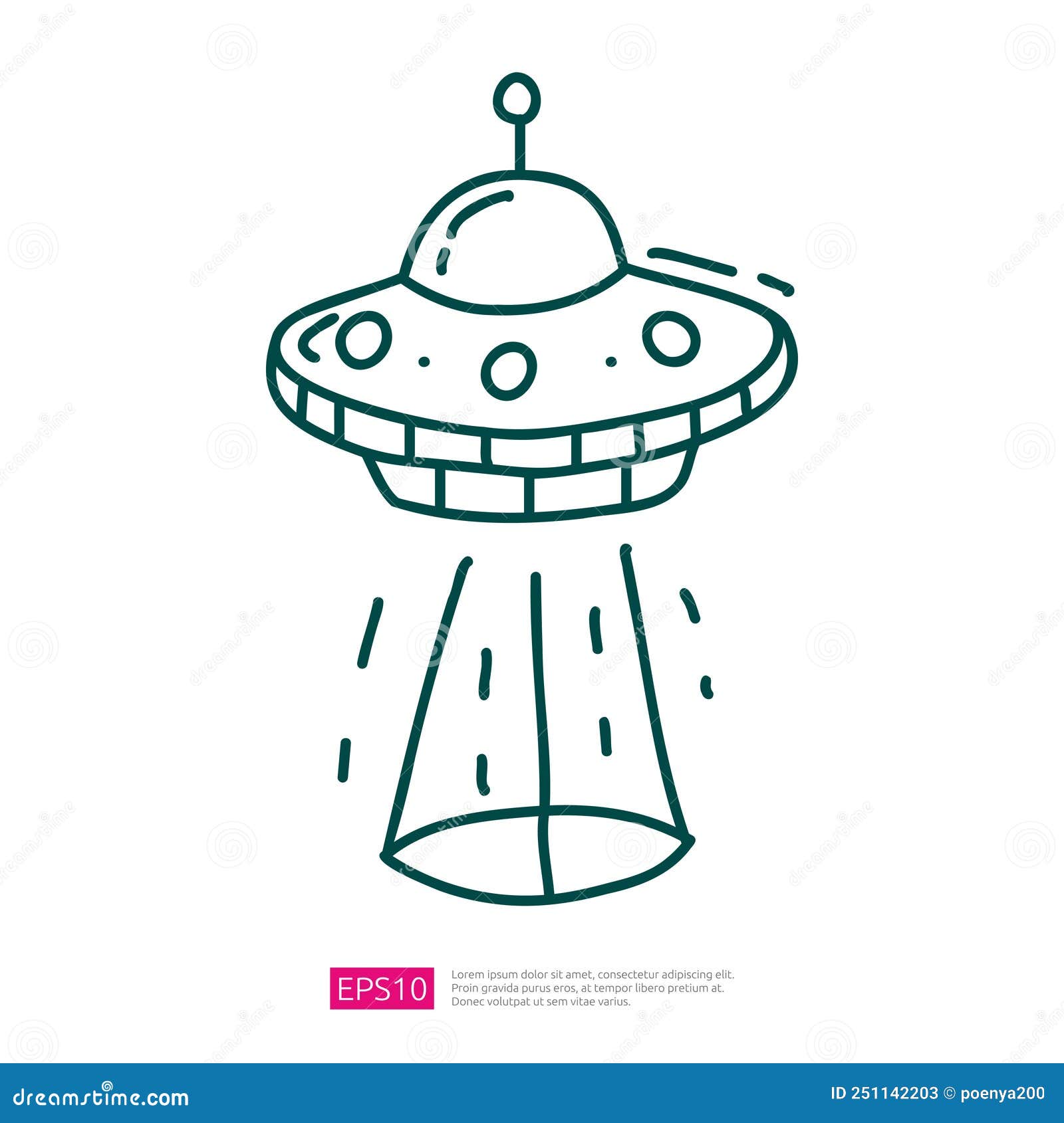 UFO Space Ship doodle Icon stock vector. Illustration of universe ...