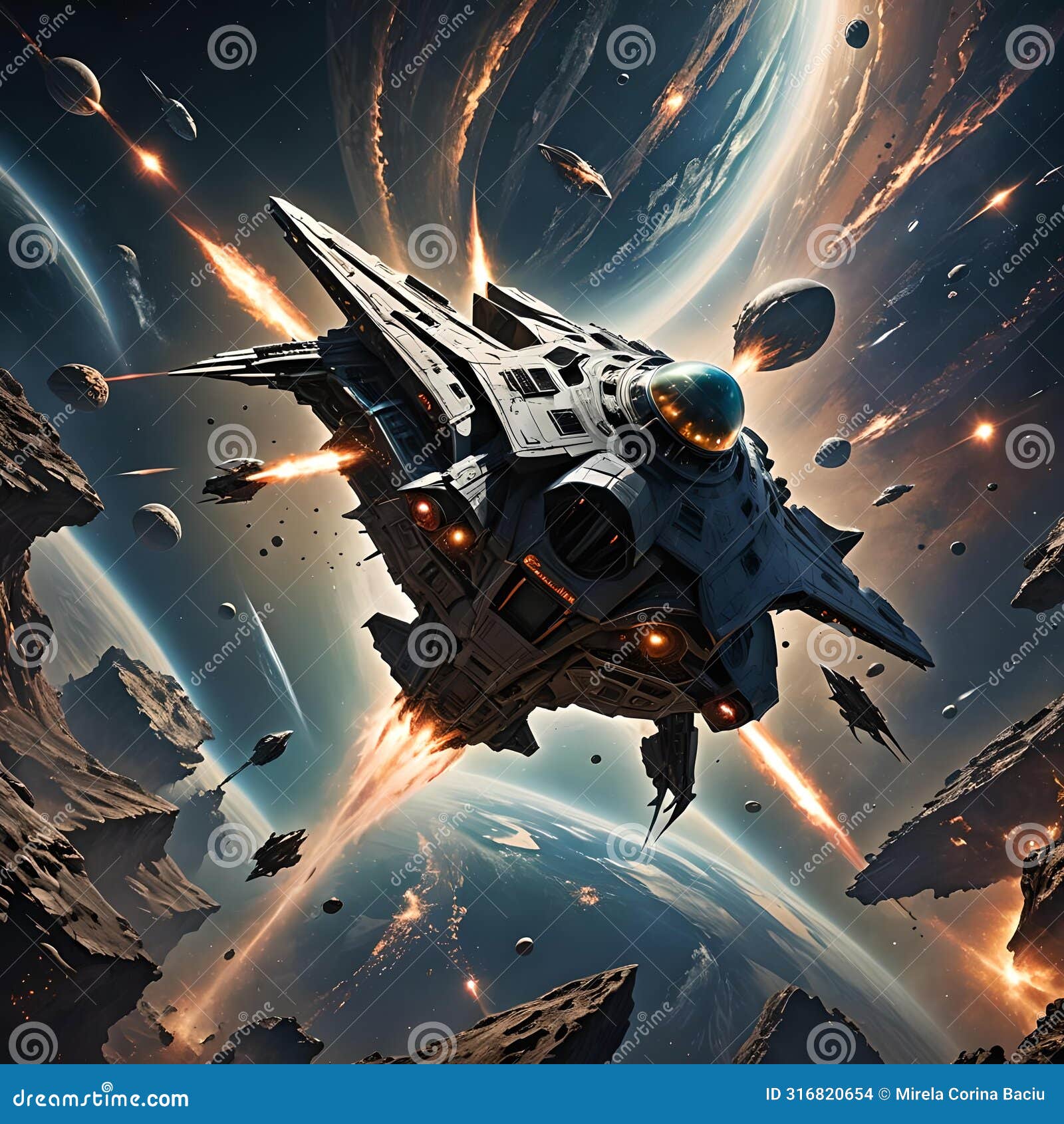 UFO Spaceship Attacking The Planets In The Solar System Royalty-Free ...