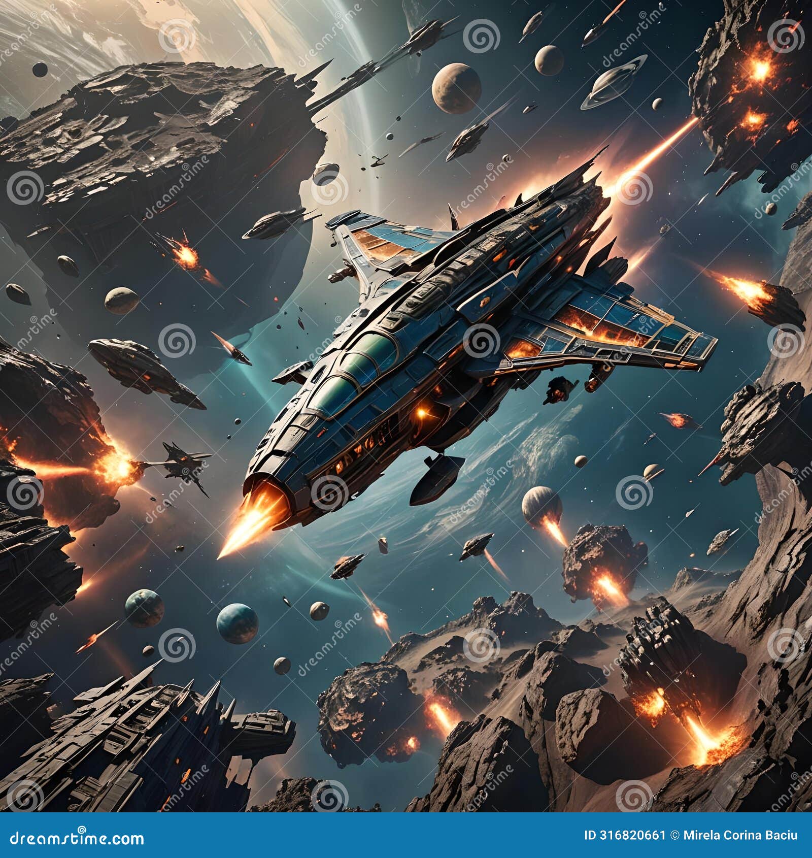 UFO Spaceship Attacking The Planets In The Solar System Stock ...