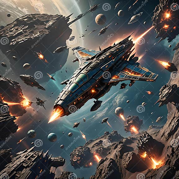 UFO Spaceship Attacking the Planets in the Solar System Stock ...