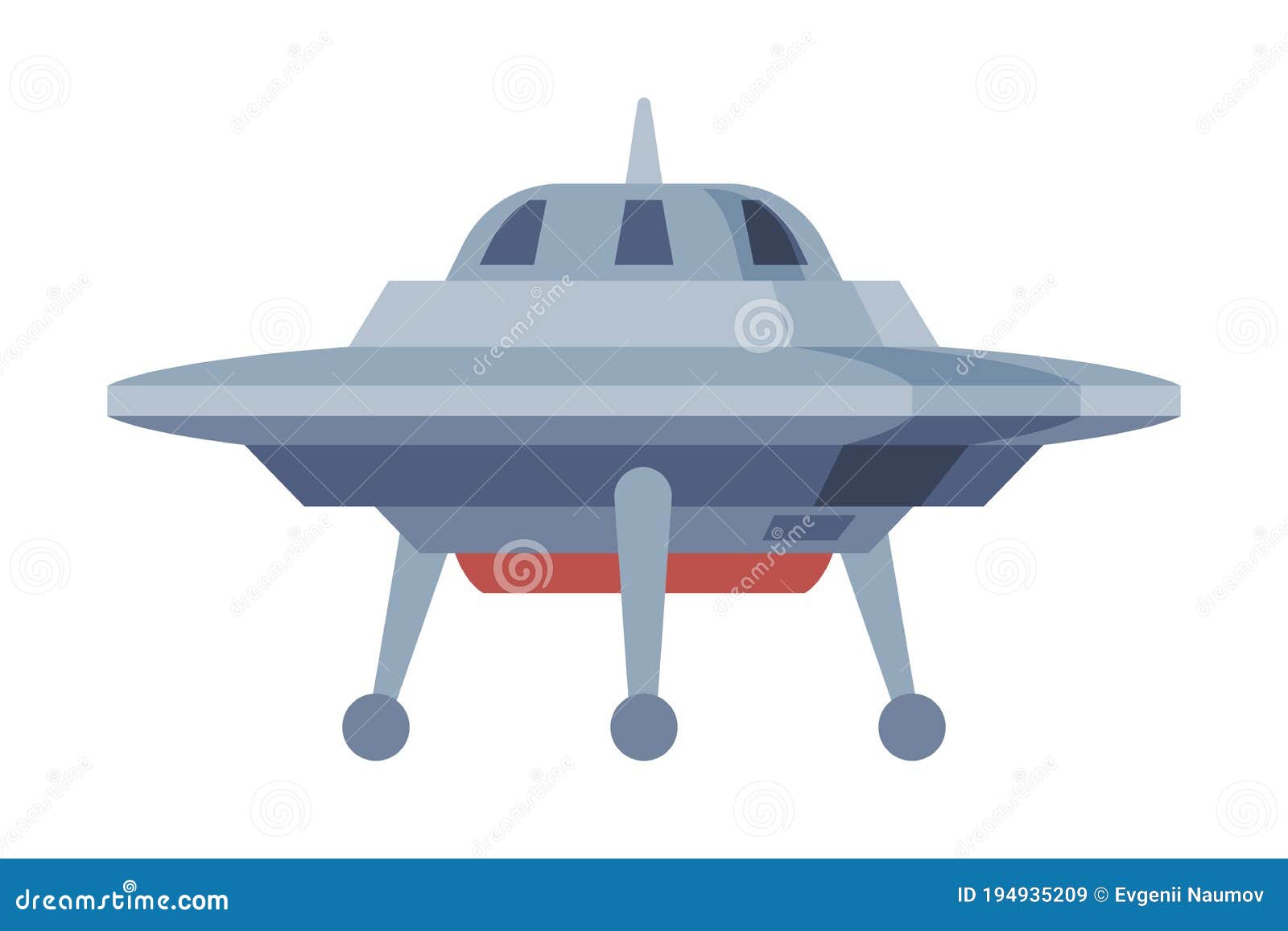 Ufo Spaceship of Round Shape Flat Style Vector Illustration on White ...