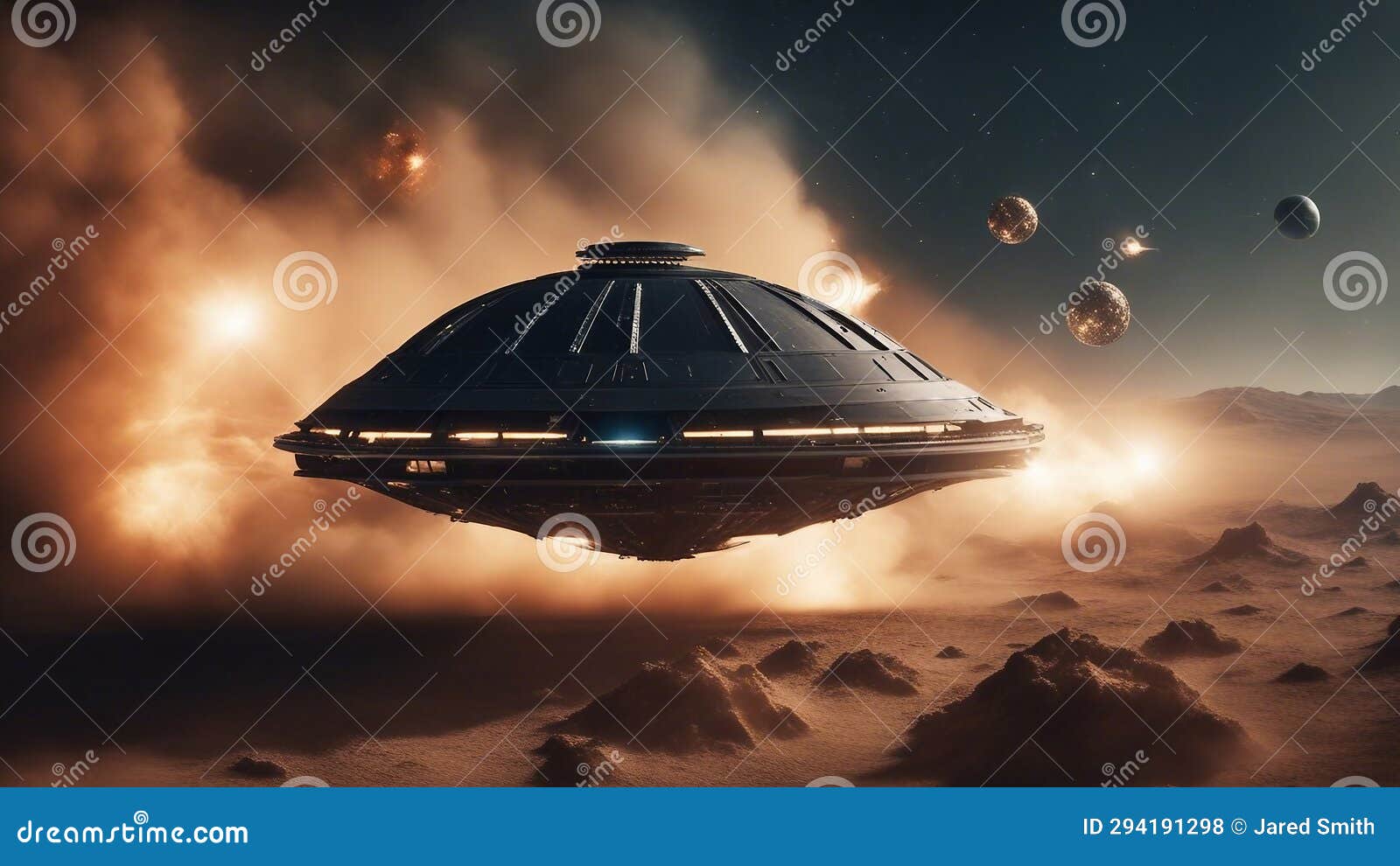 Ufo Stealth Spacecraft Leaving an Alien Exploding Planet._explosion ...