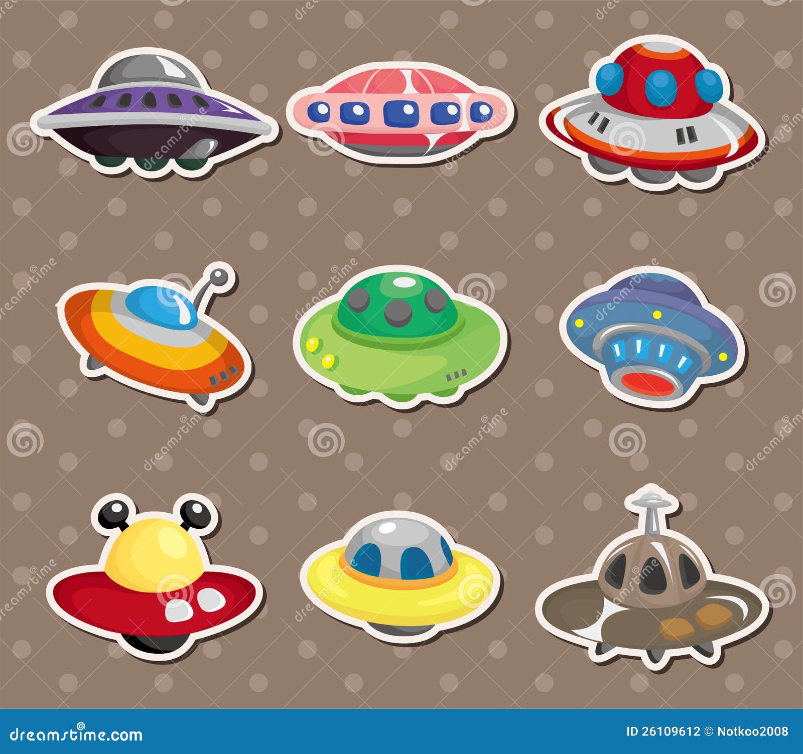 Ufo stickers stock vector. Illustration of character - 26109612