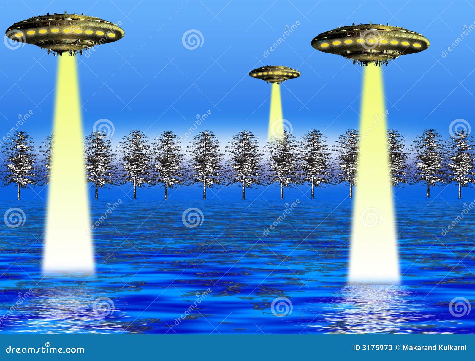 Ufo and tree stock illustration. Illustration of warning - 3175970
