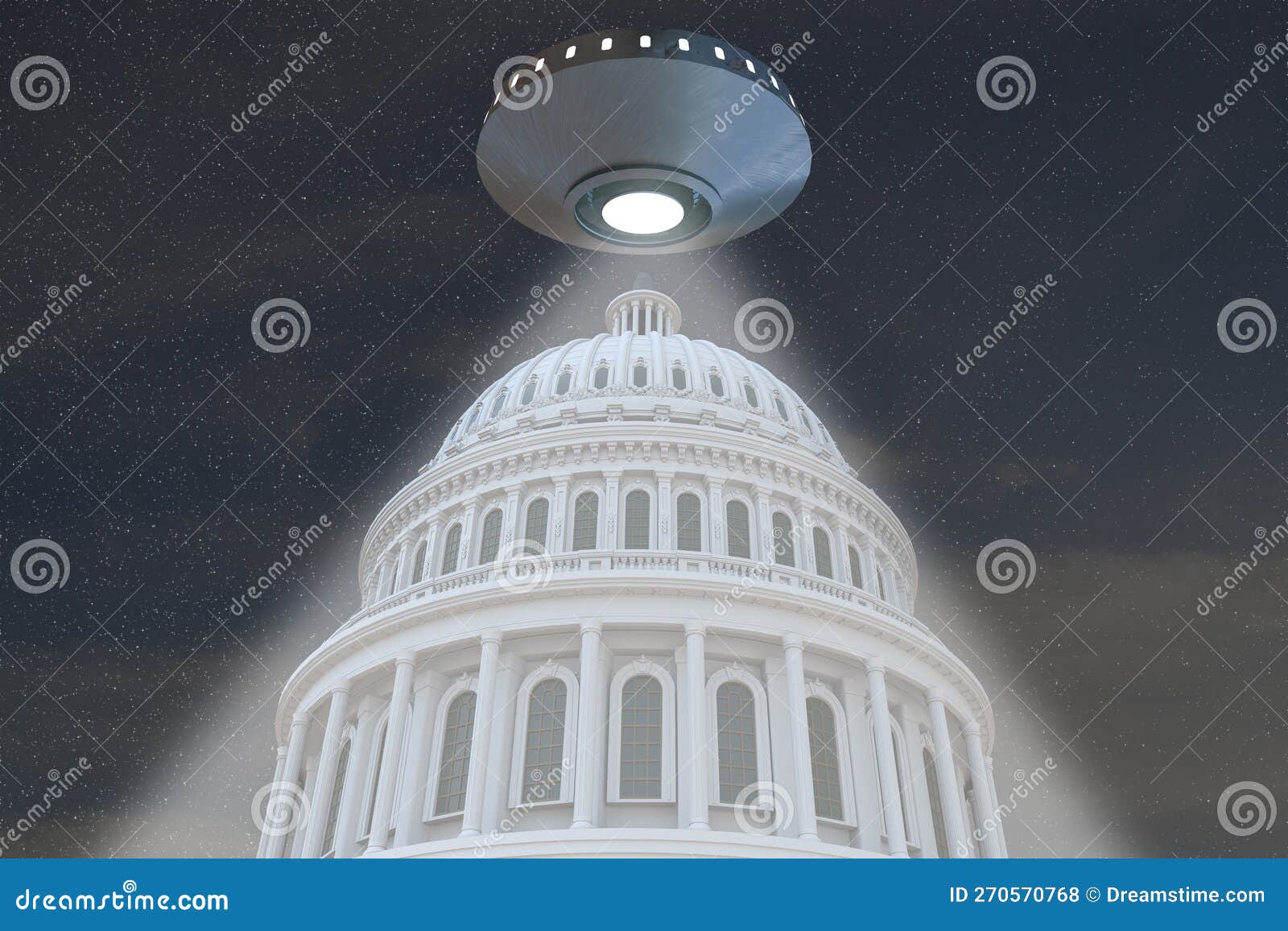UFO, Unidentified Flying Object and the Dome of the Capitol USA 3D ...