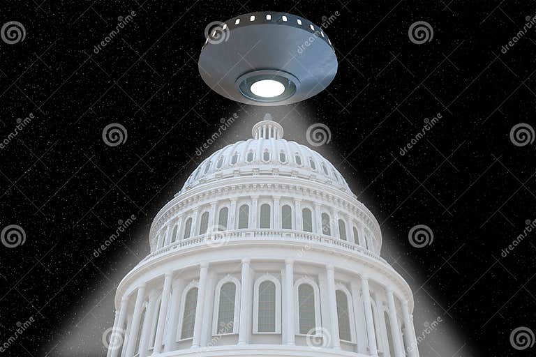 UFO, Unidentified Flying Object and the Dome of the Capitol USA 3D ...