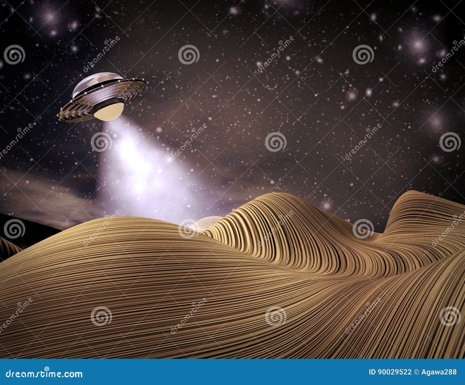 UFO Visiting a Planet 3D Illustration. Stock Illustration ...