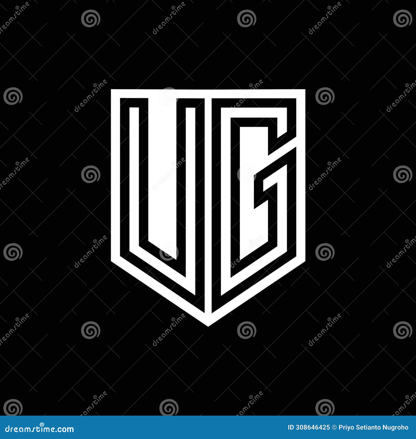 UG Logo Monogram Shield Geometric Black Line Inside White Shield Color ...