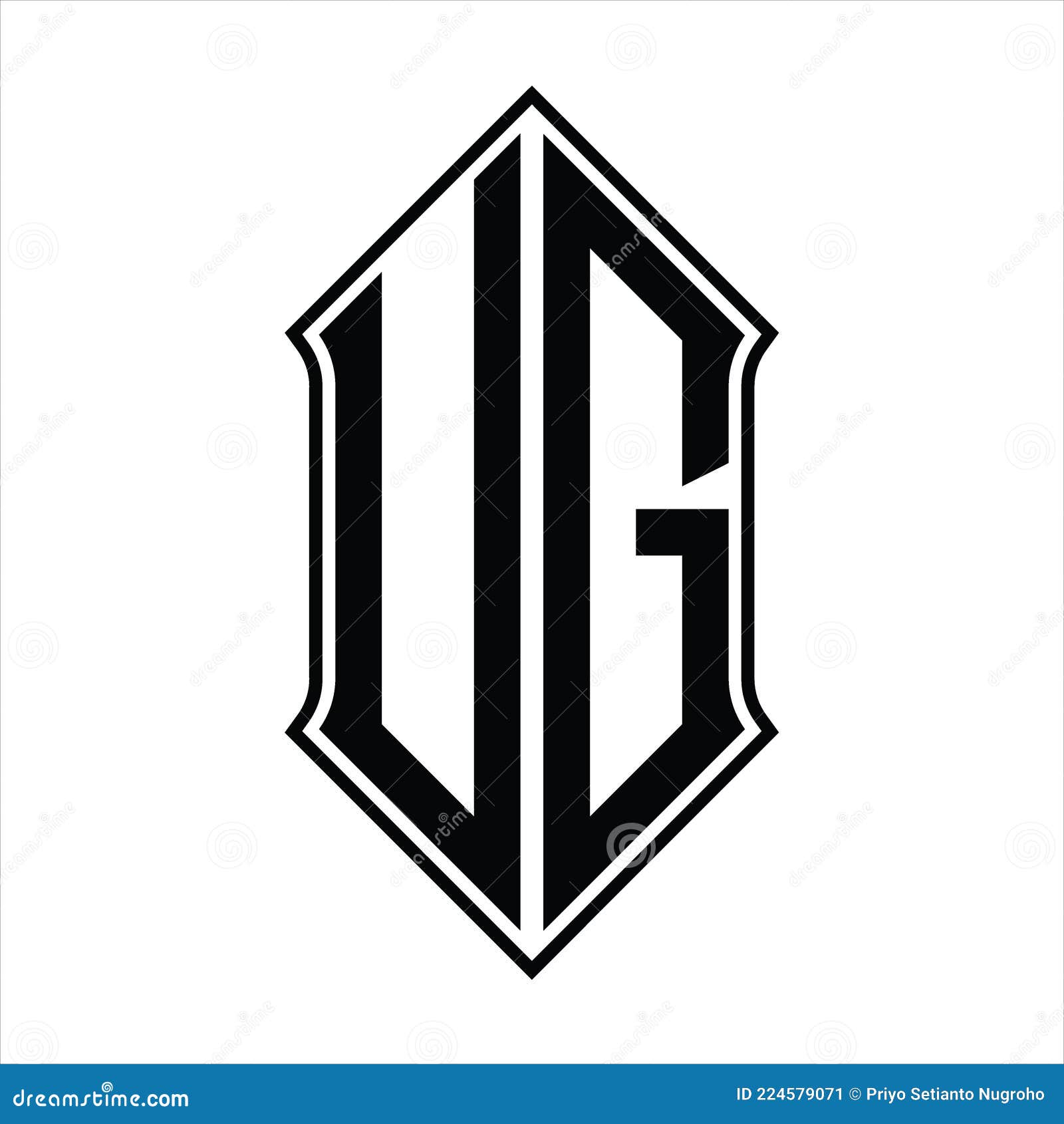 UG Logo Monogram with Shieldshape and Outline Design Template Vector ...