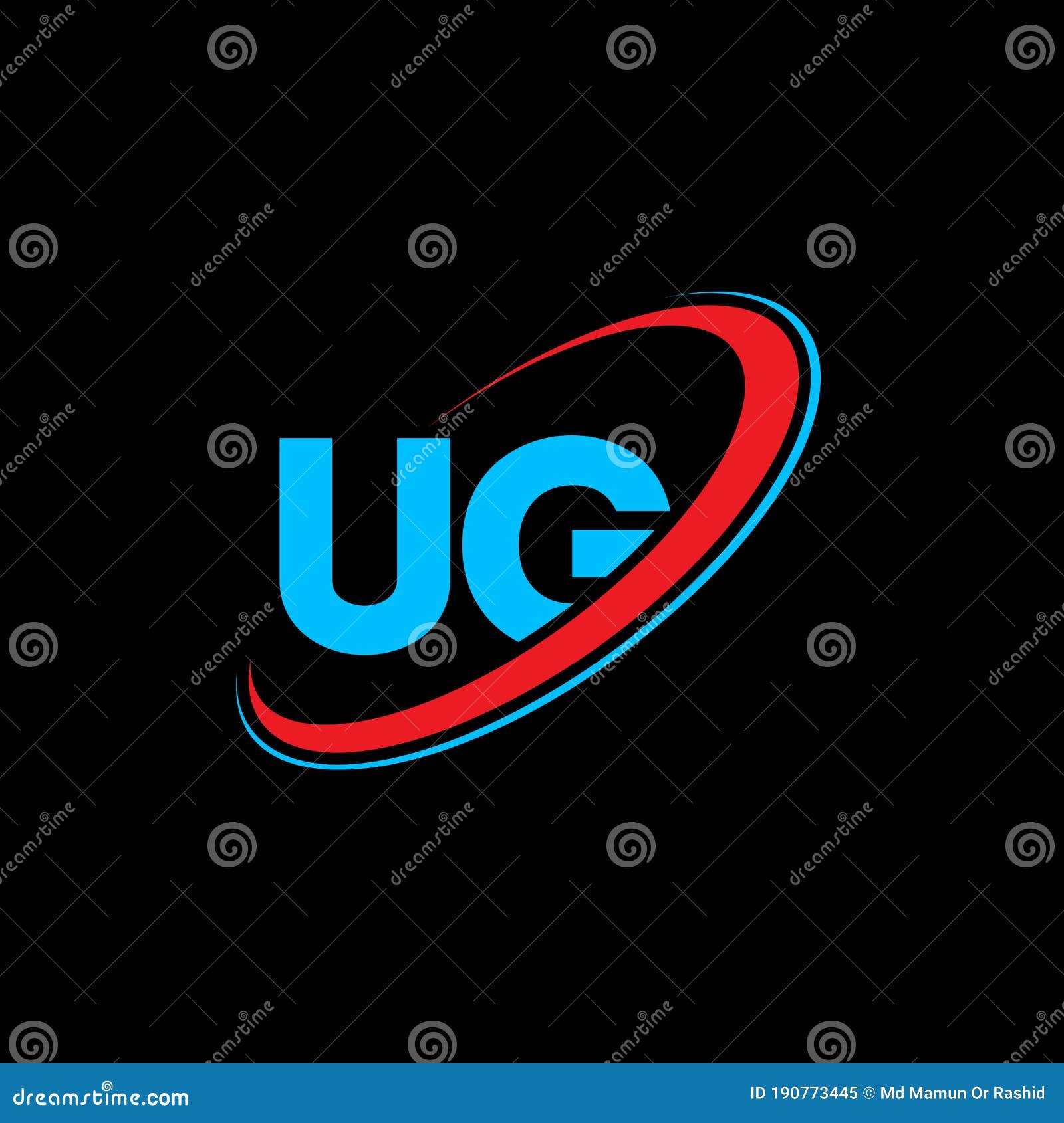 UG U G Letter Logo Design. Initial Letter UG Linked Circle Uppercase ...